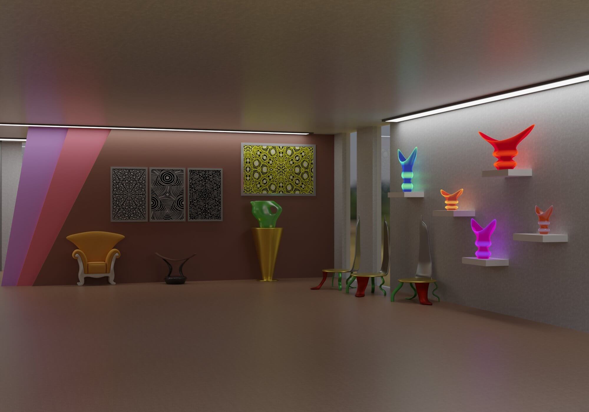 Exhibition Hall 3D Render, Digital Art by kratzdistel