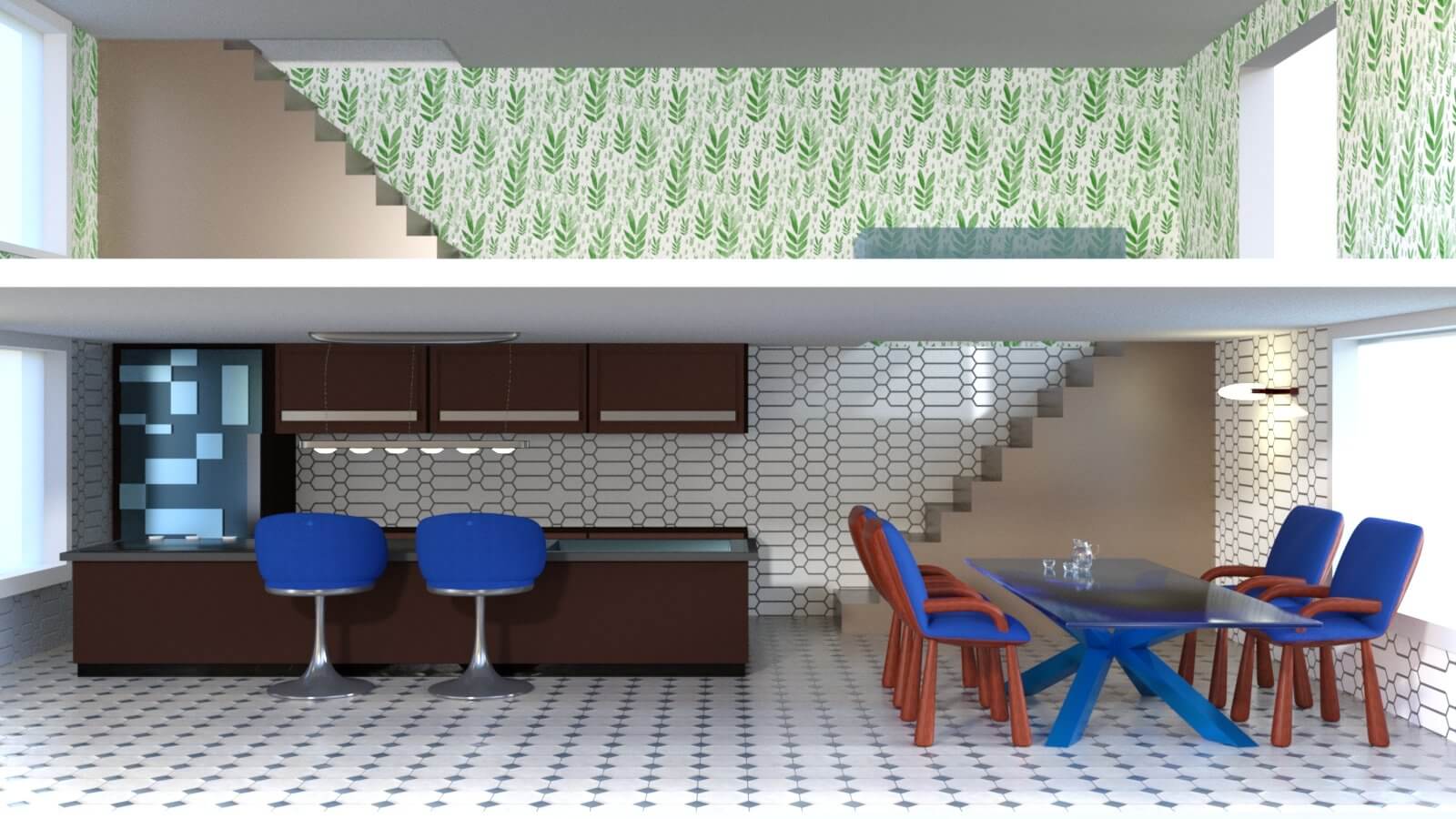 Kitchen and Diningroom For Dollhouse 1 - Daz Content by kratzdistel