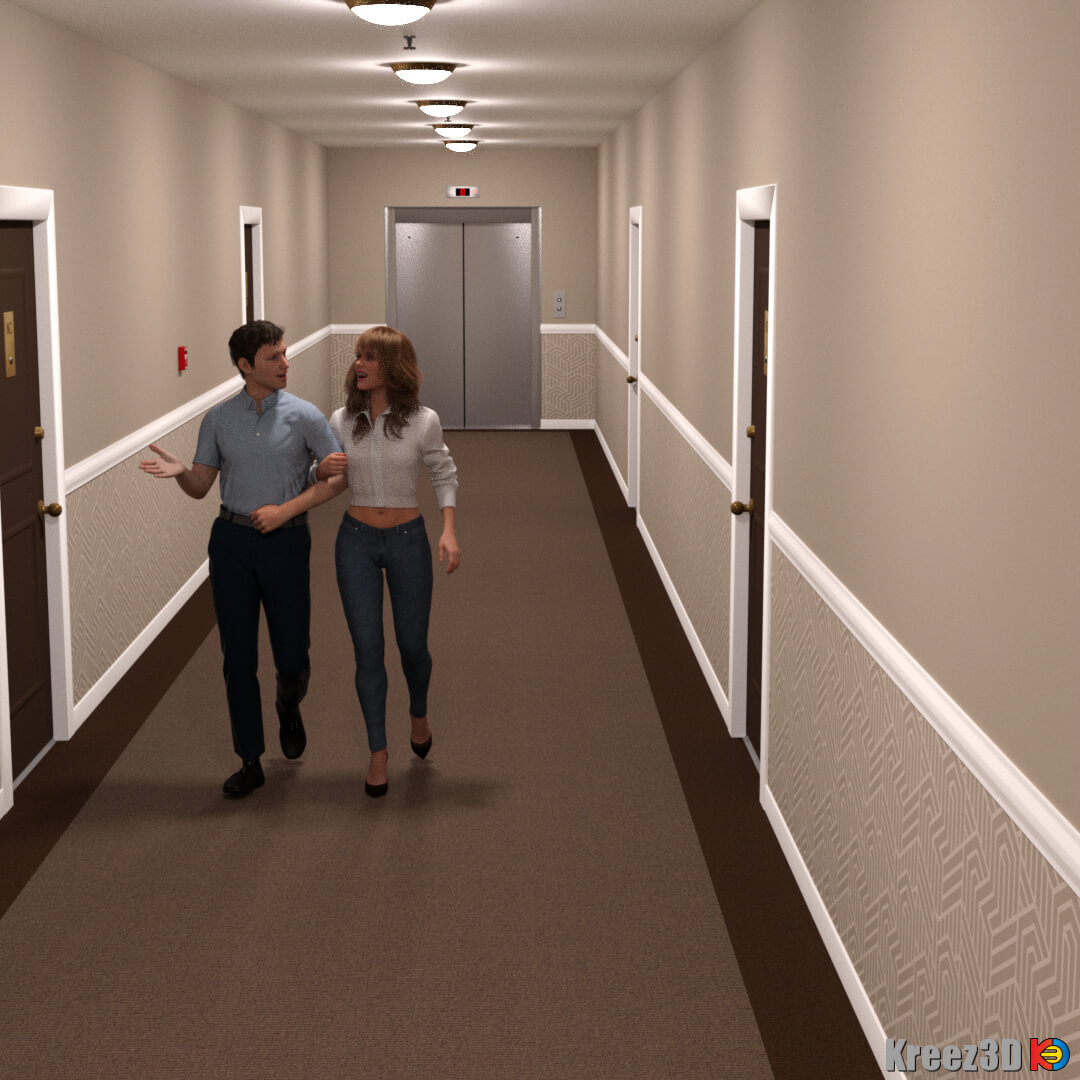 Apartment Corridor for DAZ Studio by Kreez3D
