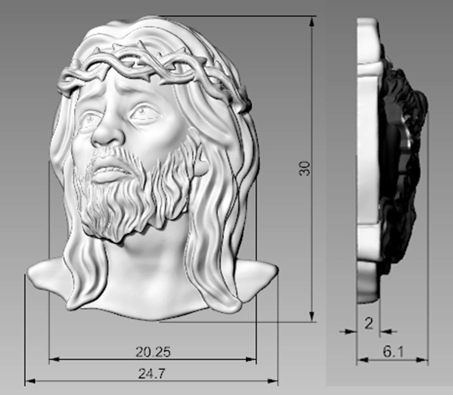 Bas-relief of The Head of Jesus 3D Model by Kseny_3design