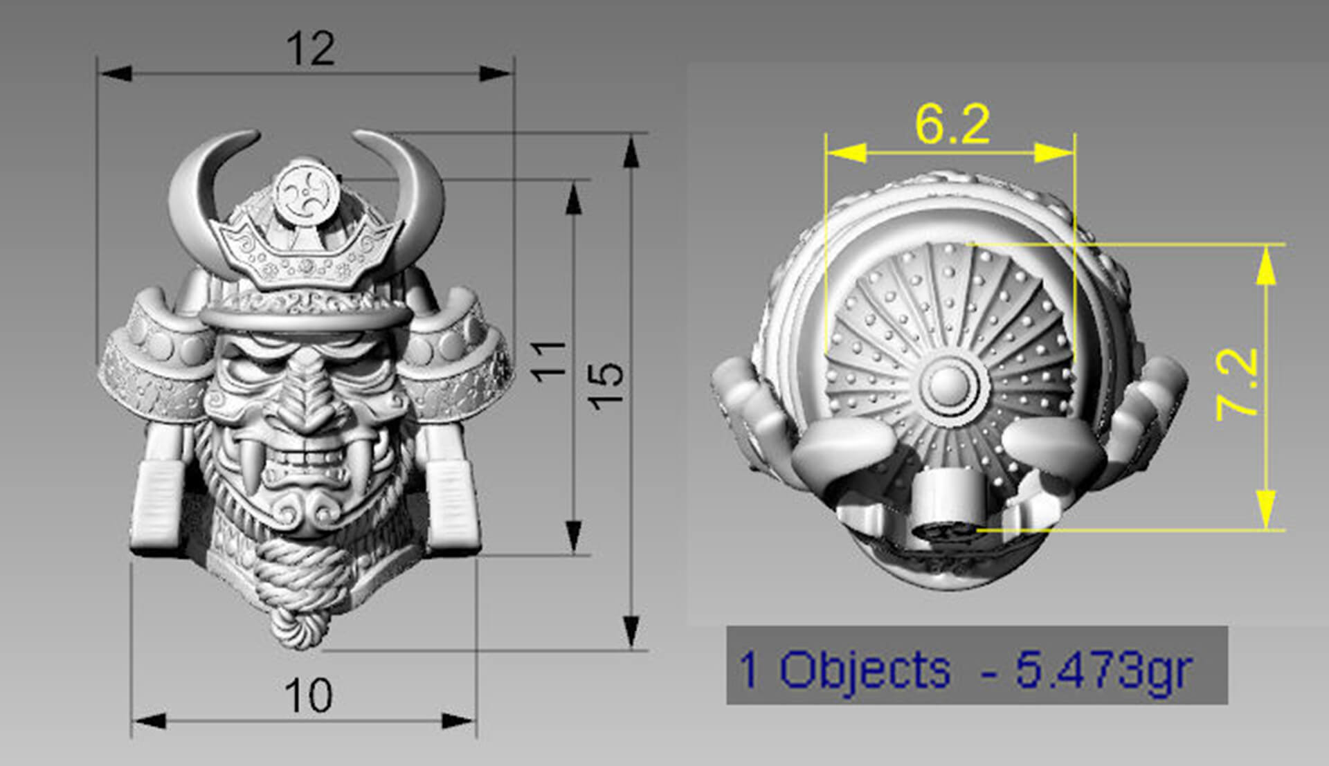 Head Samurai - 3D Model by Kseny_3design