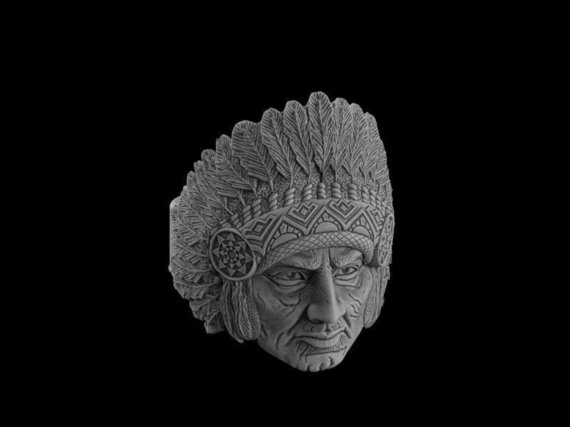 Indian Face Ring - 3D Print Model by Kseny_3design
