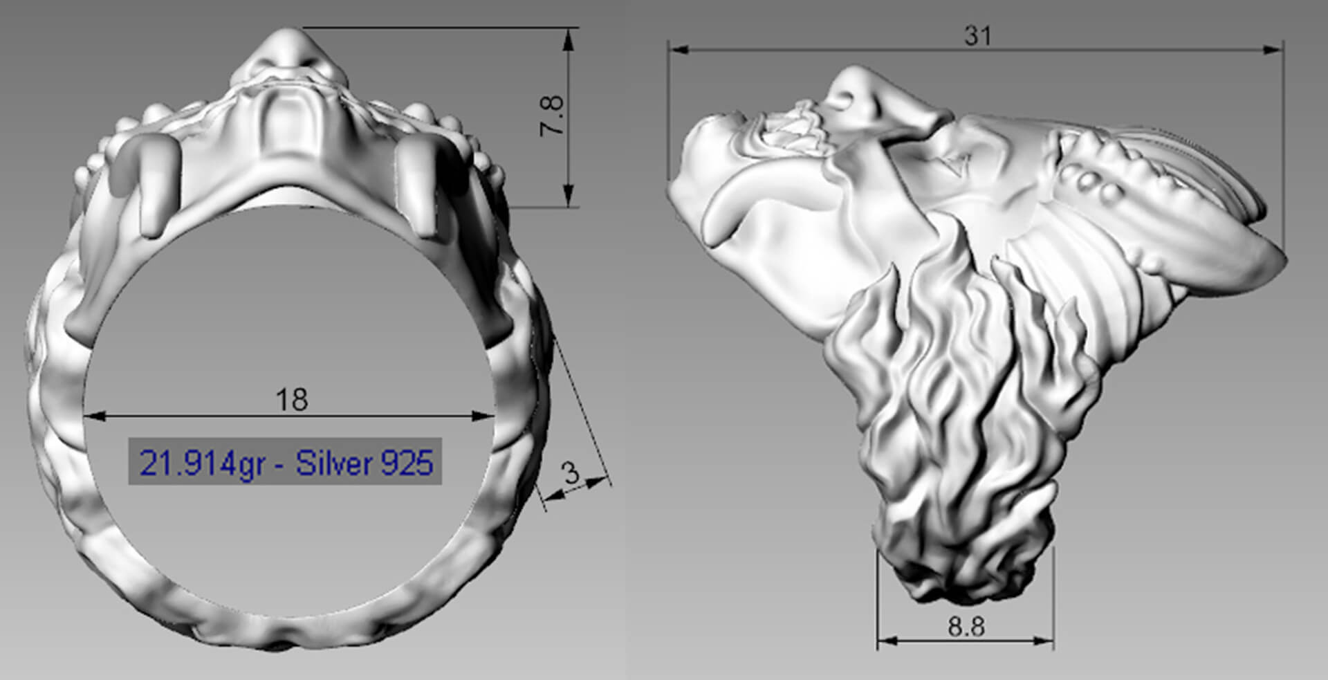 Ring Japanese Demon - 3D Model by Kseny_3design