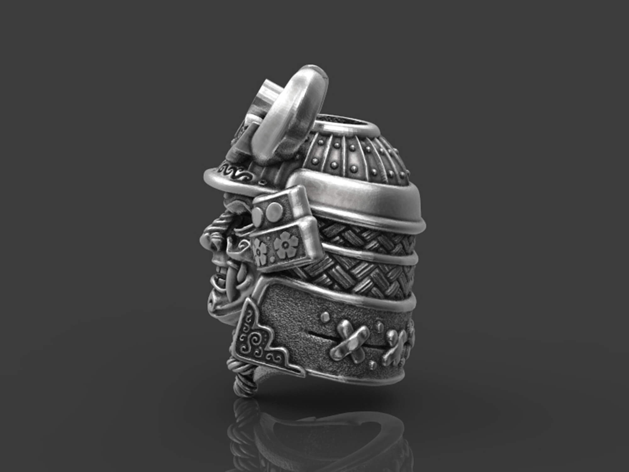 Samurai Head Bead - 3D Model by Kseny_3design
