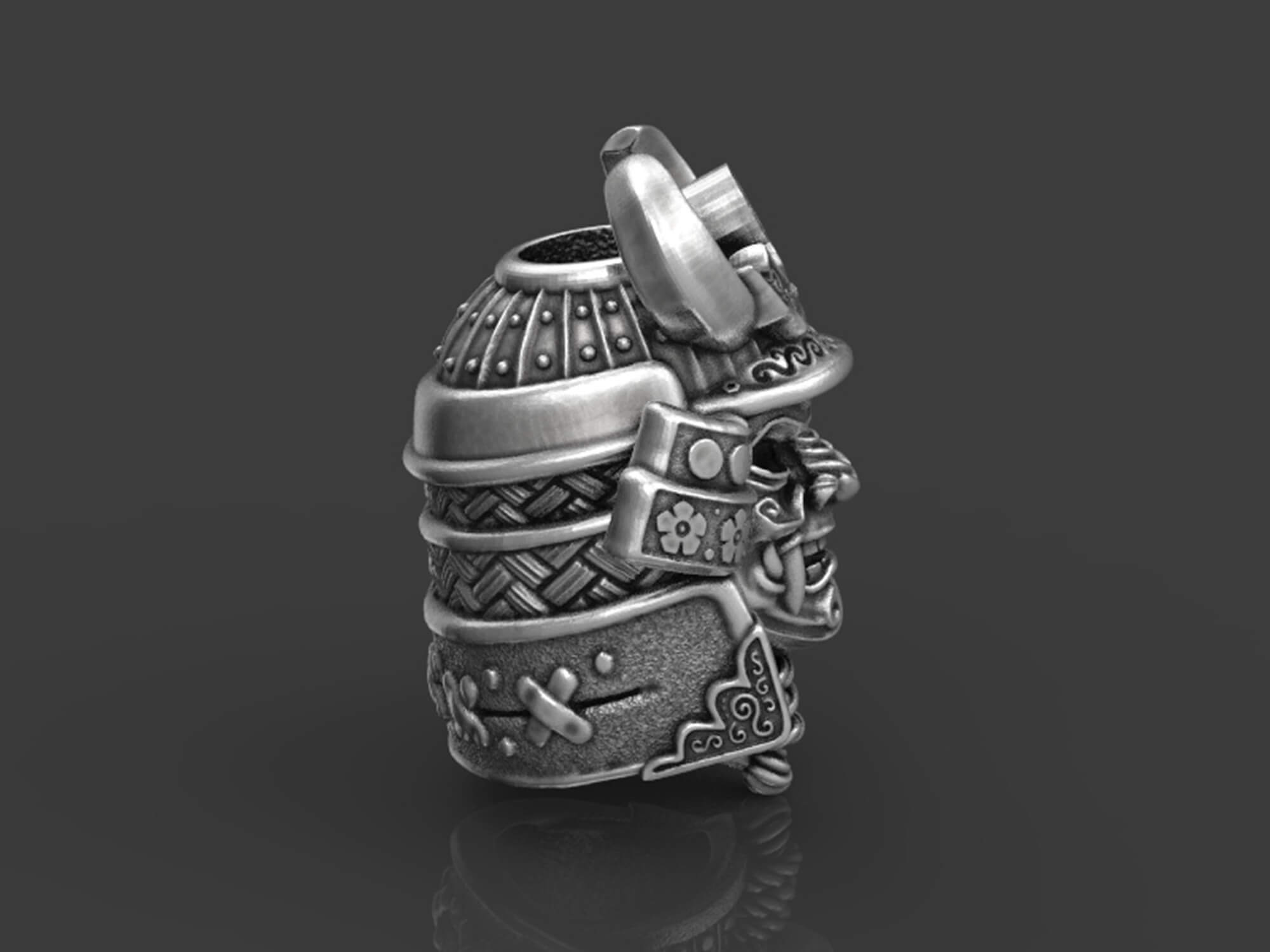 Samurai Head Bead - 3D Model by Kseny_3design
