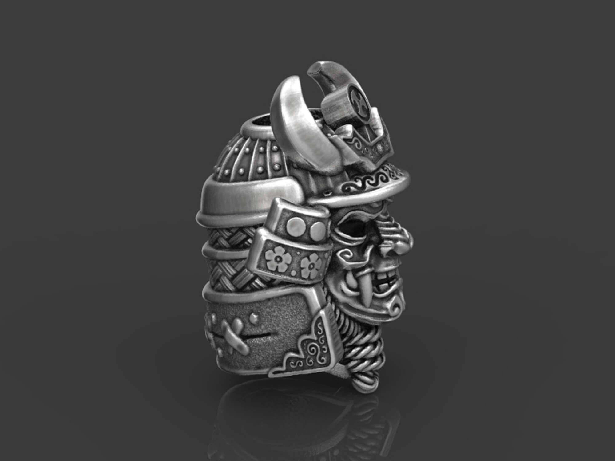 Samurai Head Bead - 3D Model by Kseny_3design