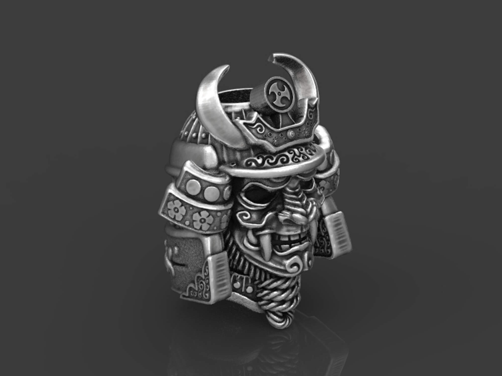 Samurai Head Bead - 3D Print Model by Kseny_3design