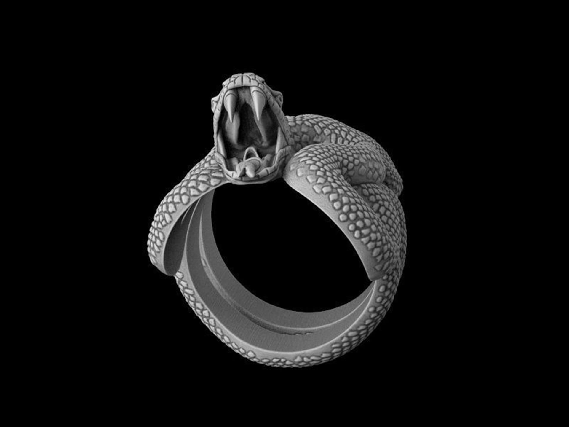 Serpent Ring With Open Mouth - 3D Model by Kseny_3design