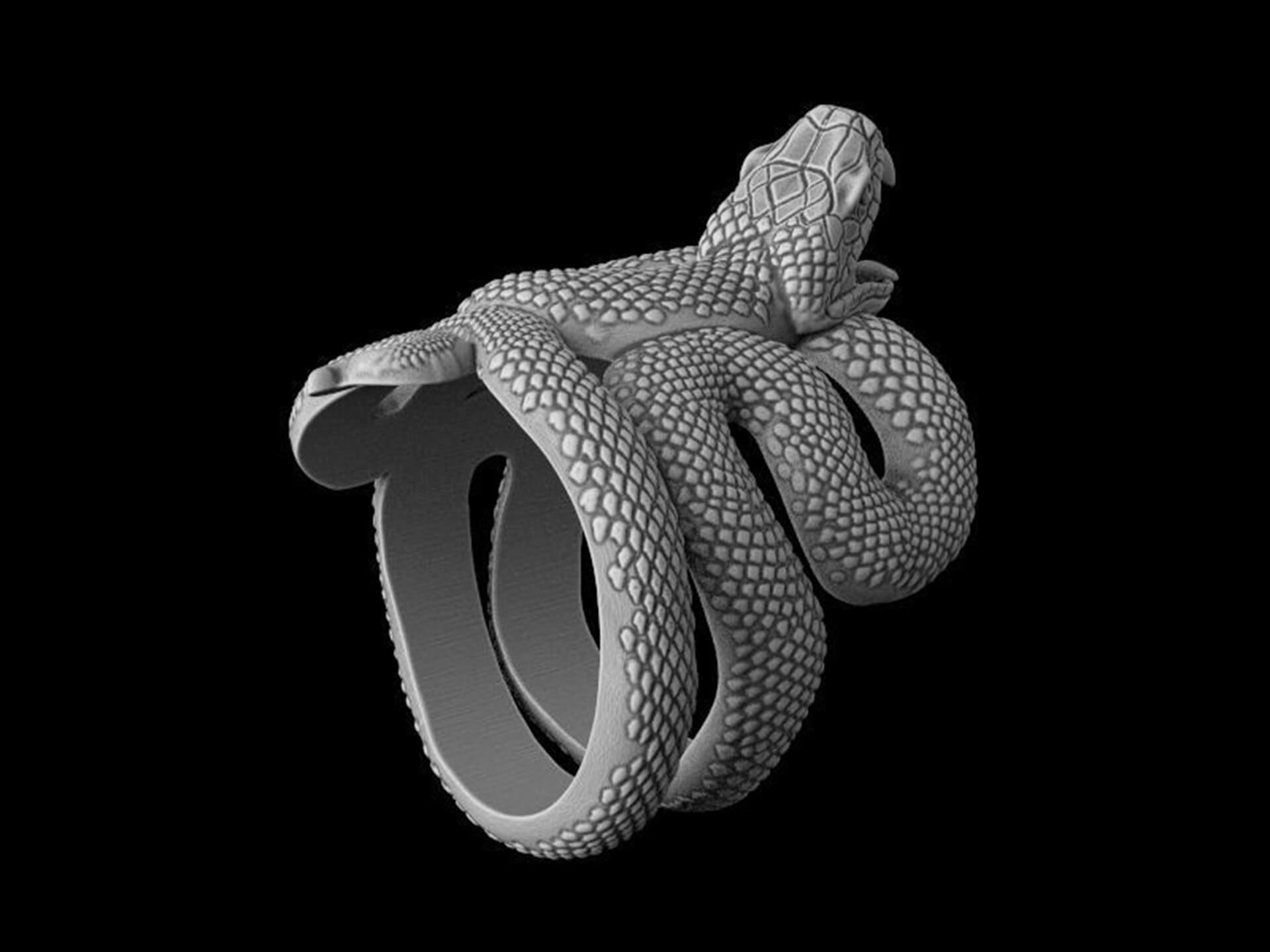 Serpent Ring With Open Mouth - 3D Model by Kseny_3design