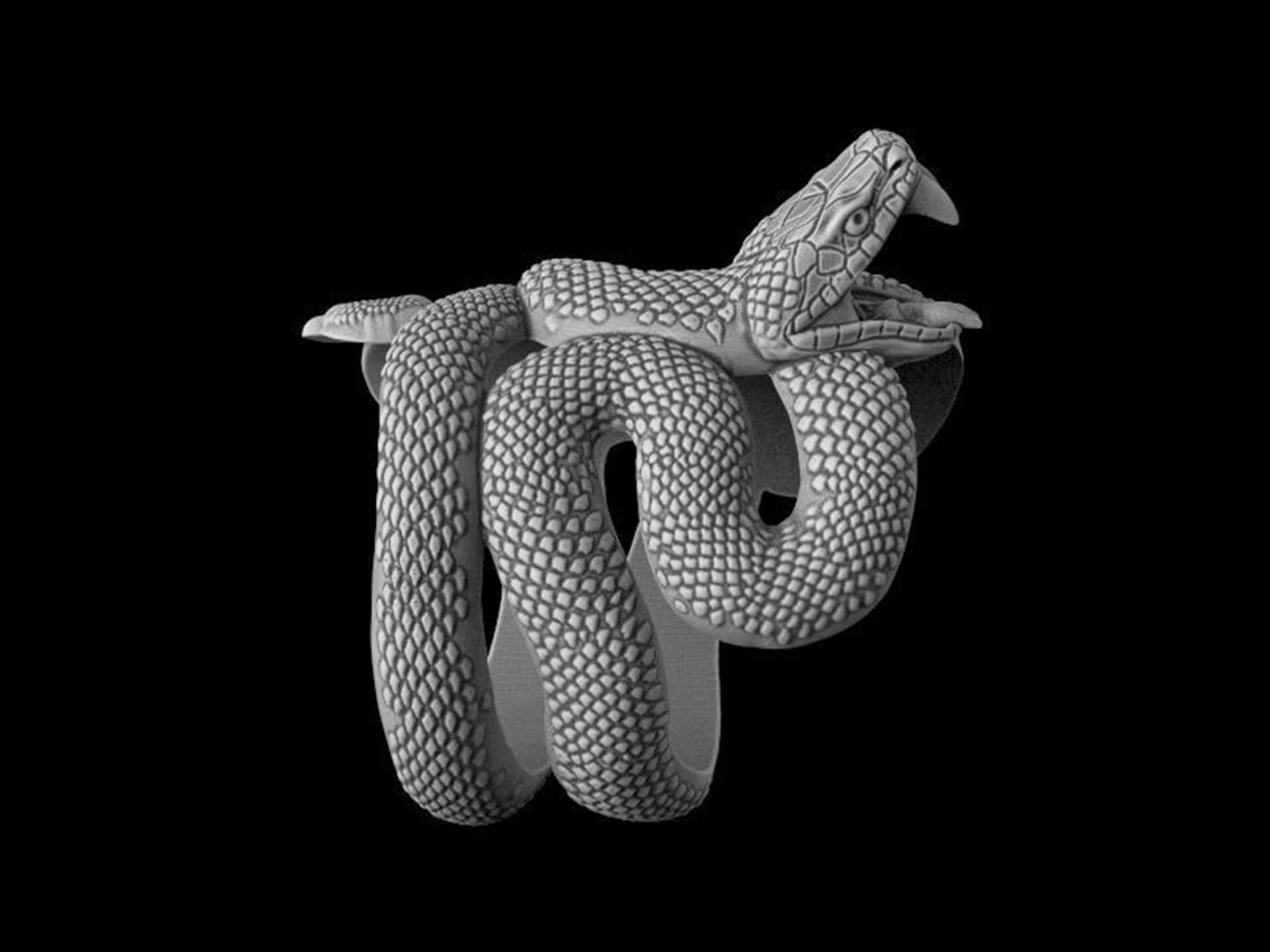 Serpent Ring With Open Mouth - 3D Print Model by Kseny_3design