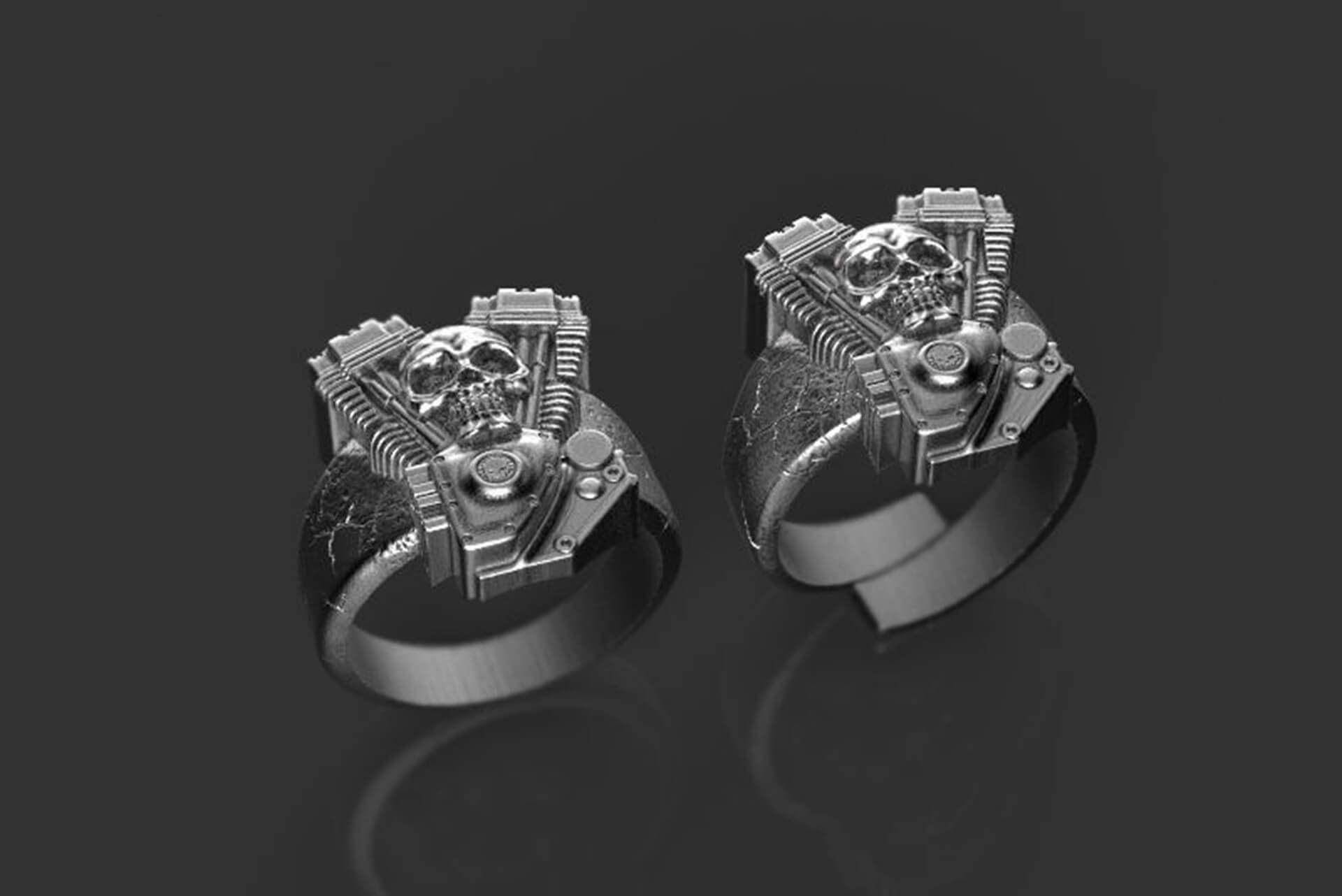 Skull Engine Ring - 3D Model by Kseny_3design