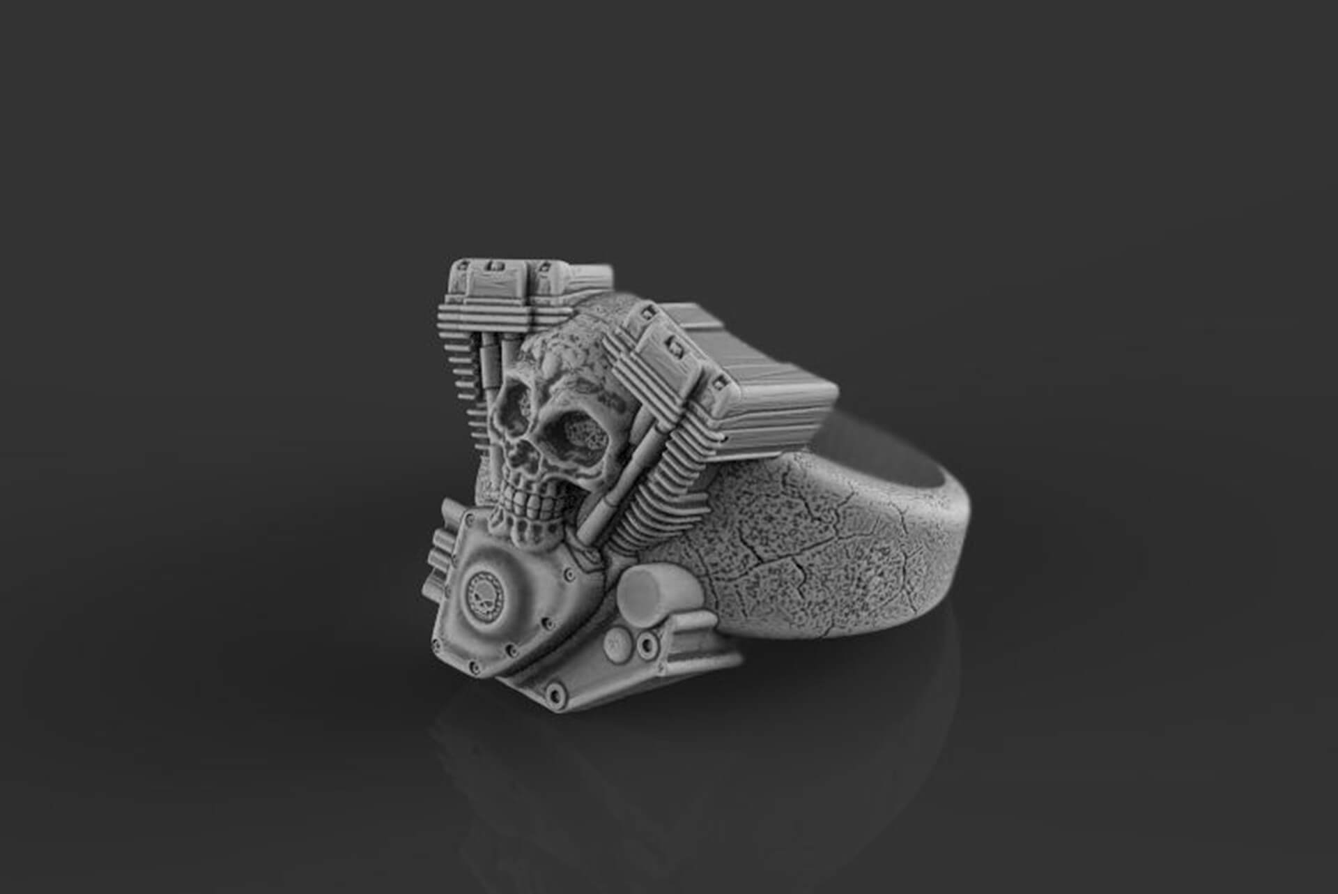 Skull Engine Ring - 3D Model by Kseny_3design