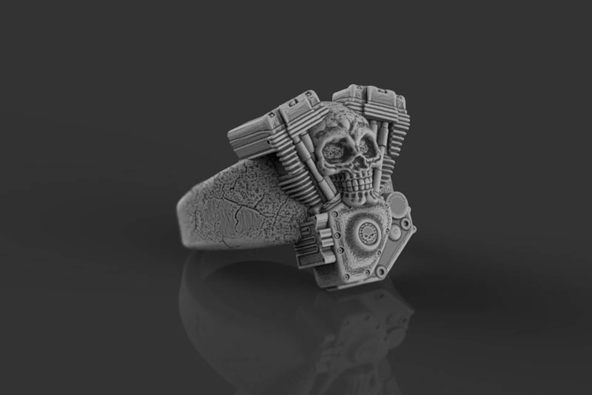 Skull Engine Ring - 3D Model by Kseny_3design
