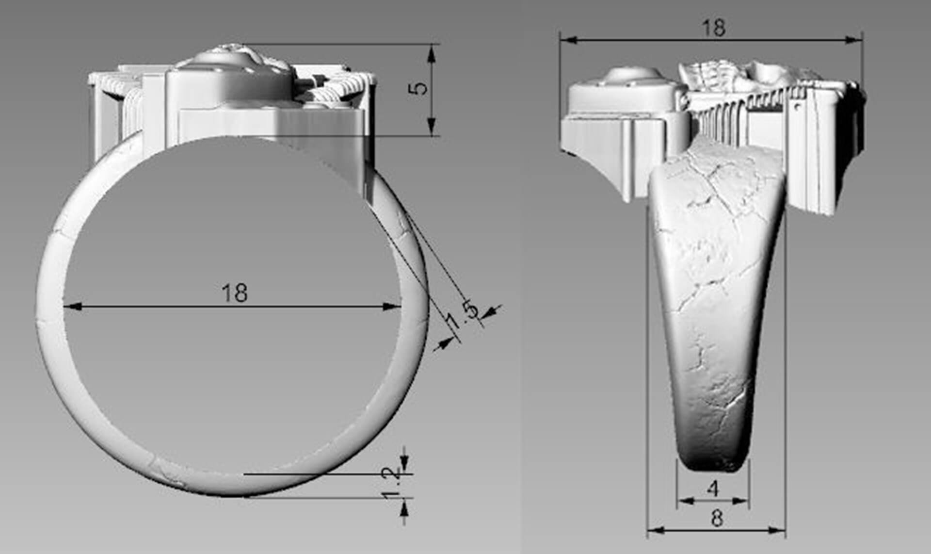 Skull Engine Ring - 3D Model by Kseny_3design