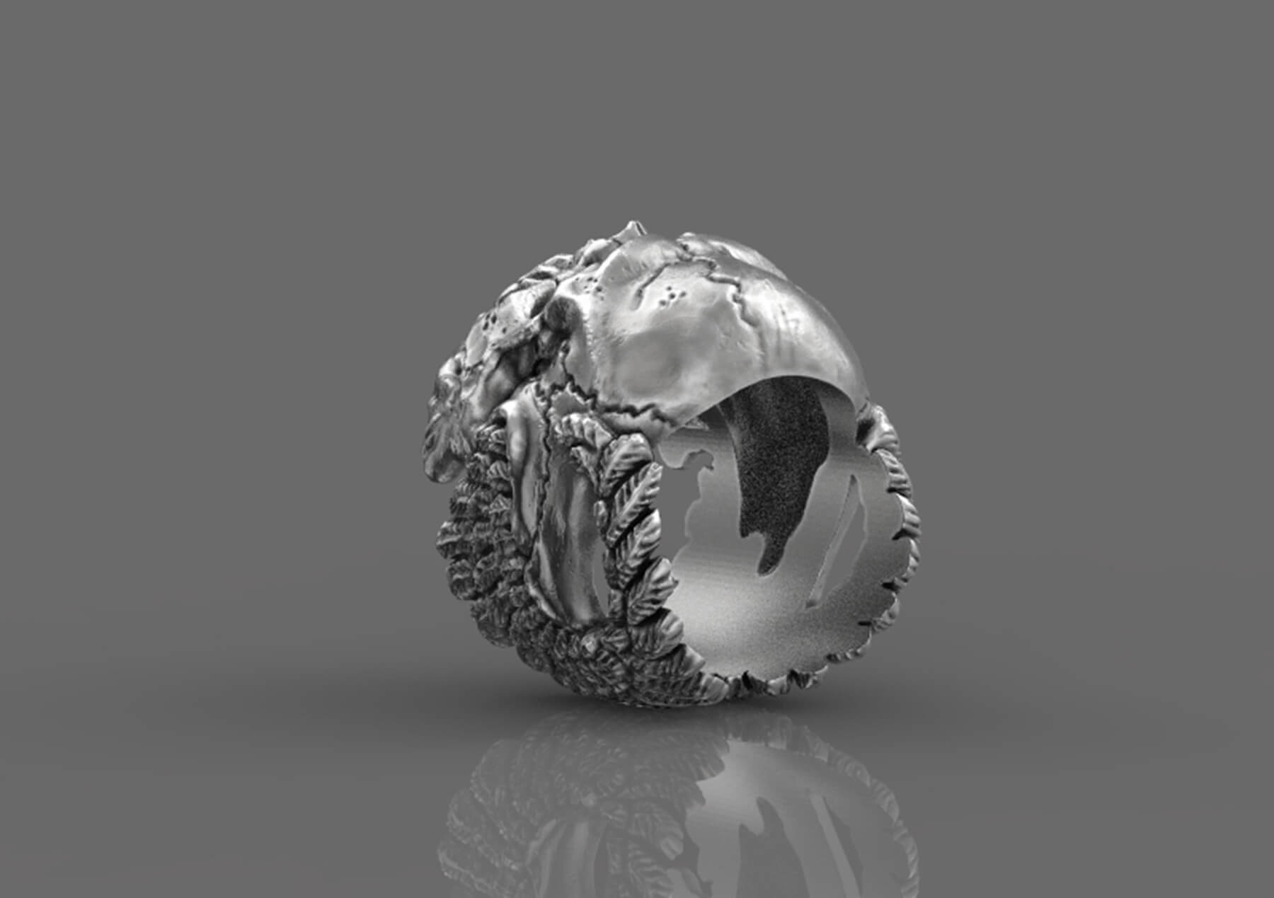 Skull Ring With Wings - 3D Print Model by Kseny_3design
