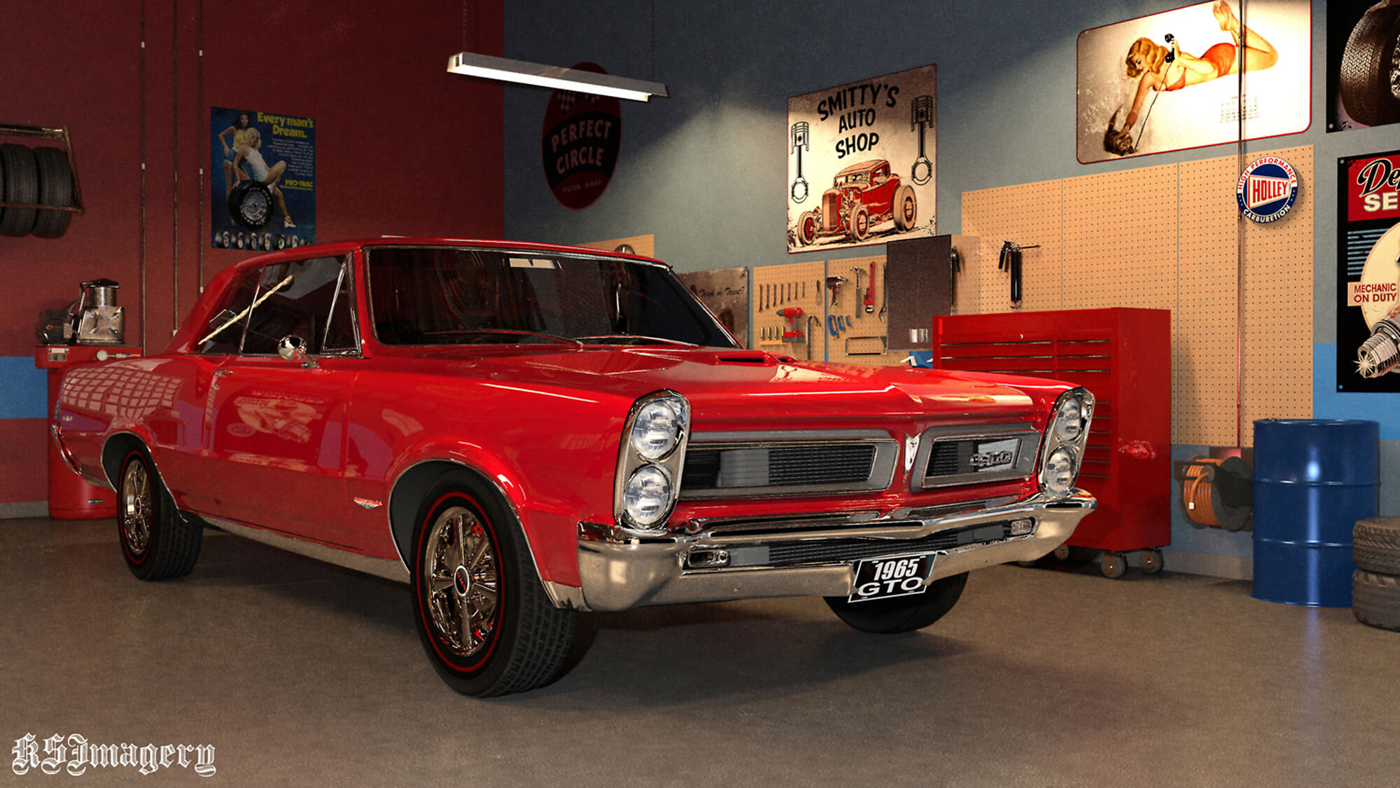 '65 GTO 3D Render, Digital Art by ksmith3620