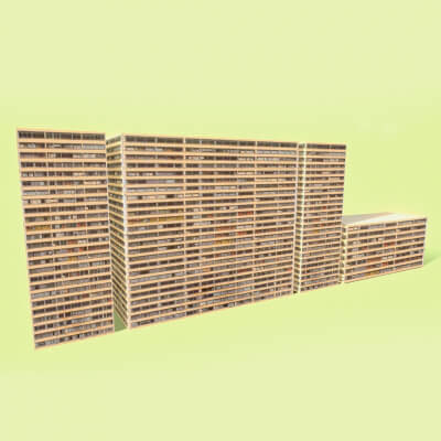 (PSX) Yellow Building Set - 3D Model by Ksuga