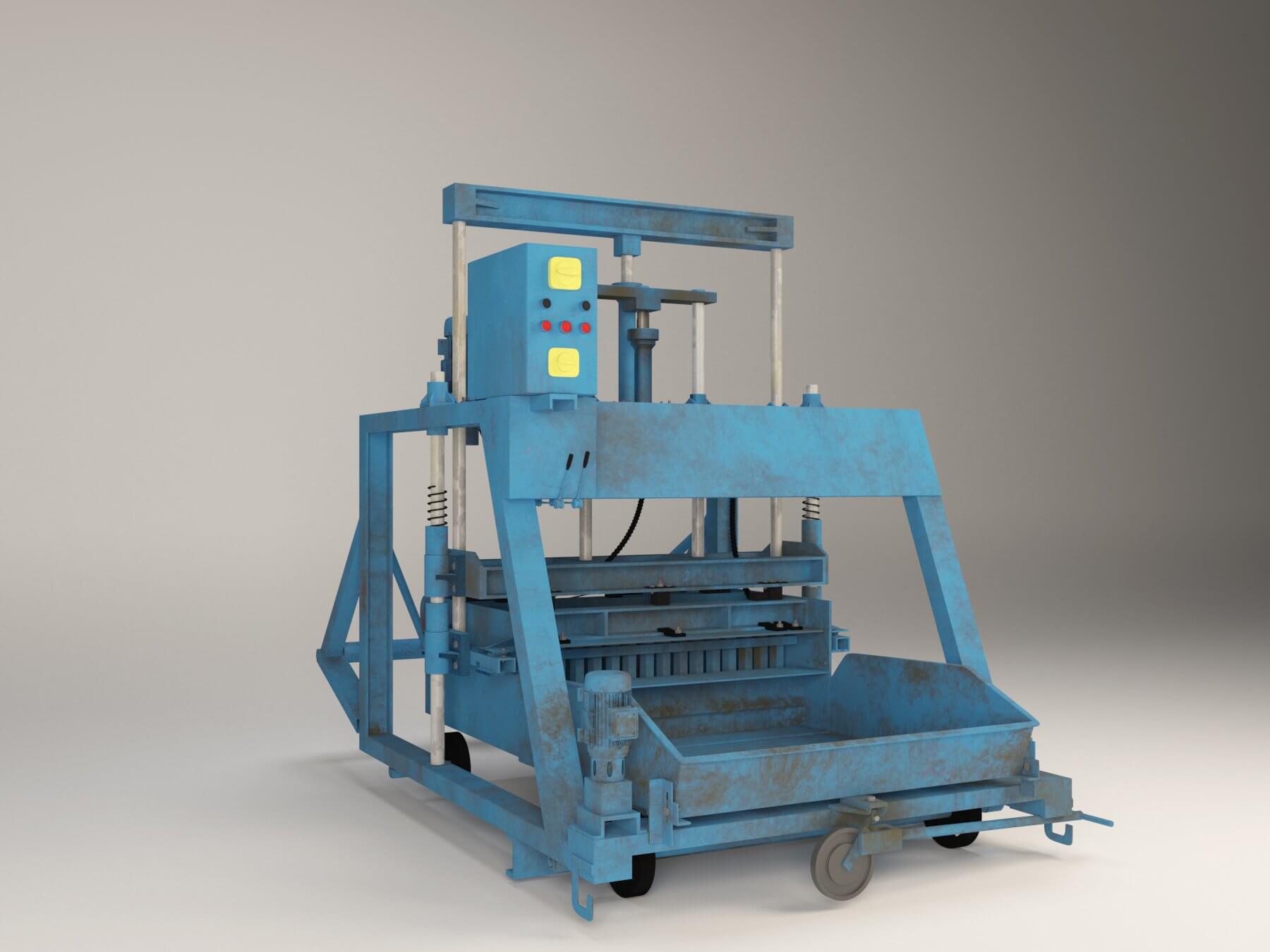 Concrete Brick Making Machine - 3D Model by kumarch93
