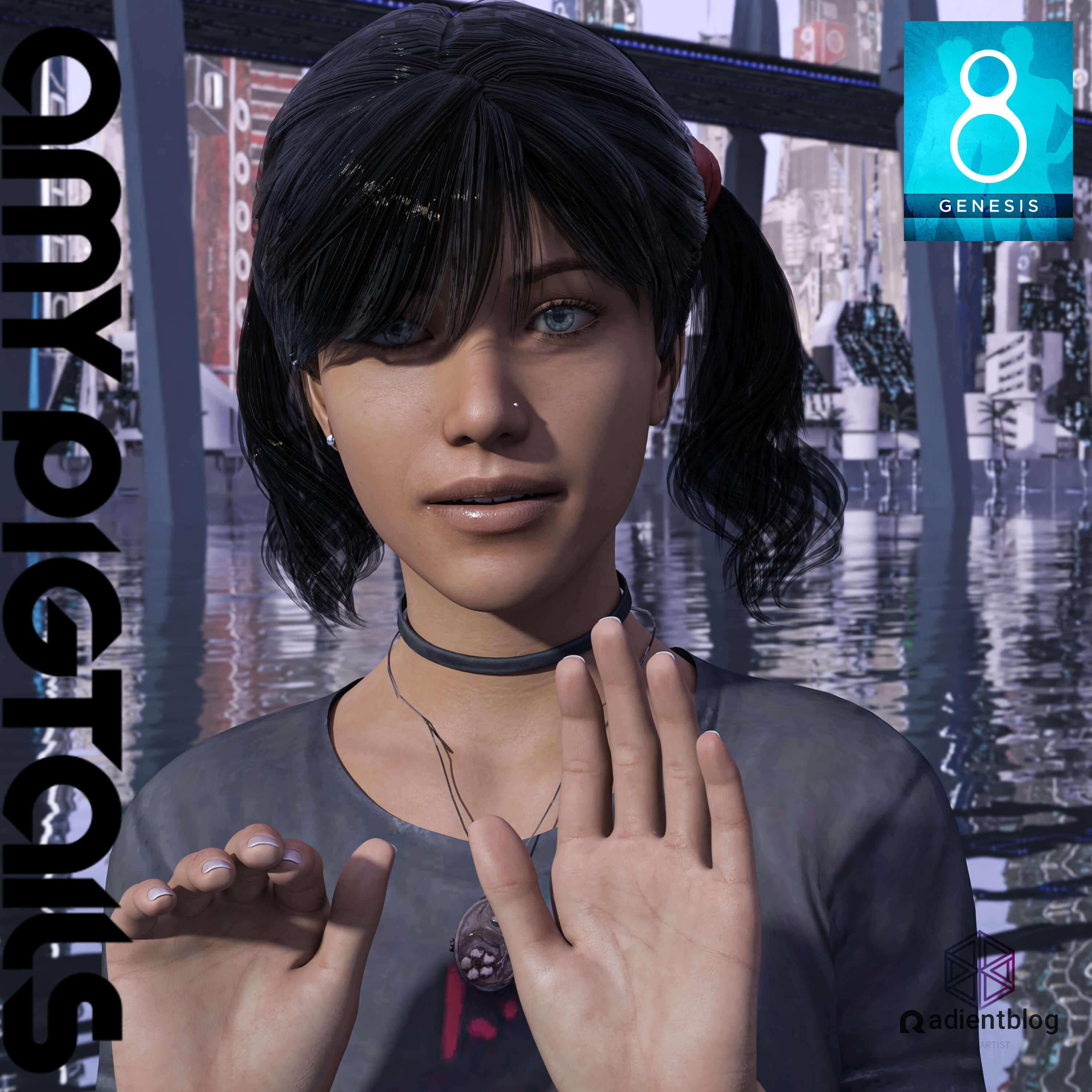 Amy Pigtails (Hair) for Genesis 8 Female - Daz Content by KuraiKya