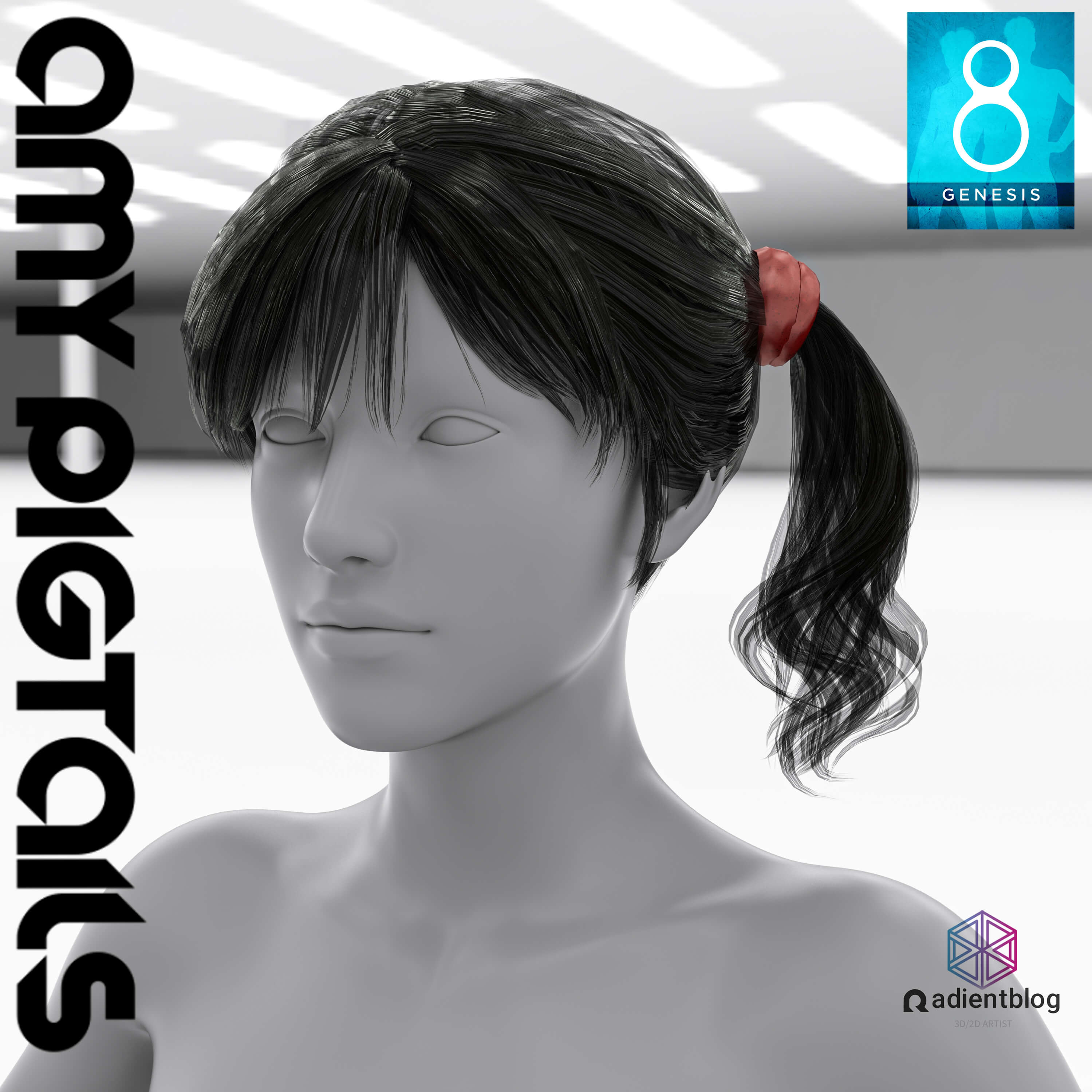 Amy Pigtails (Hair) for Genesis 8 Female - Daz Content by KuraiKya