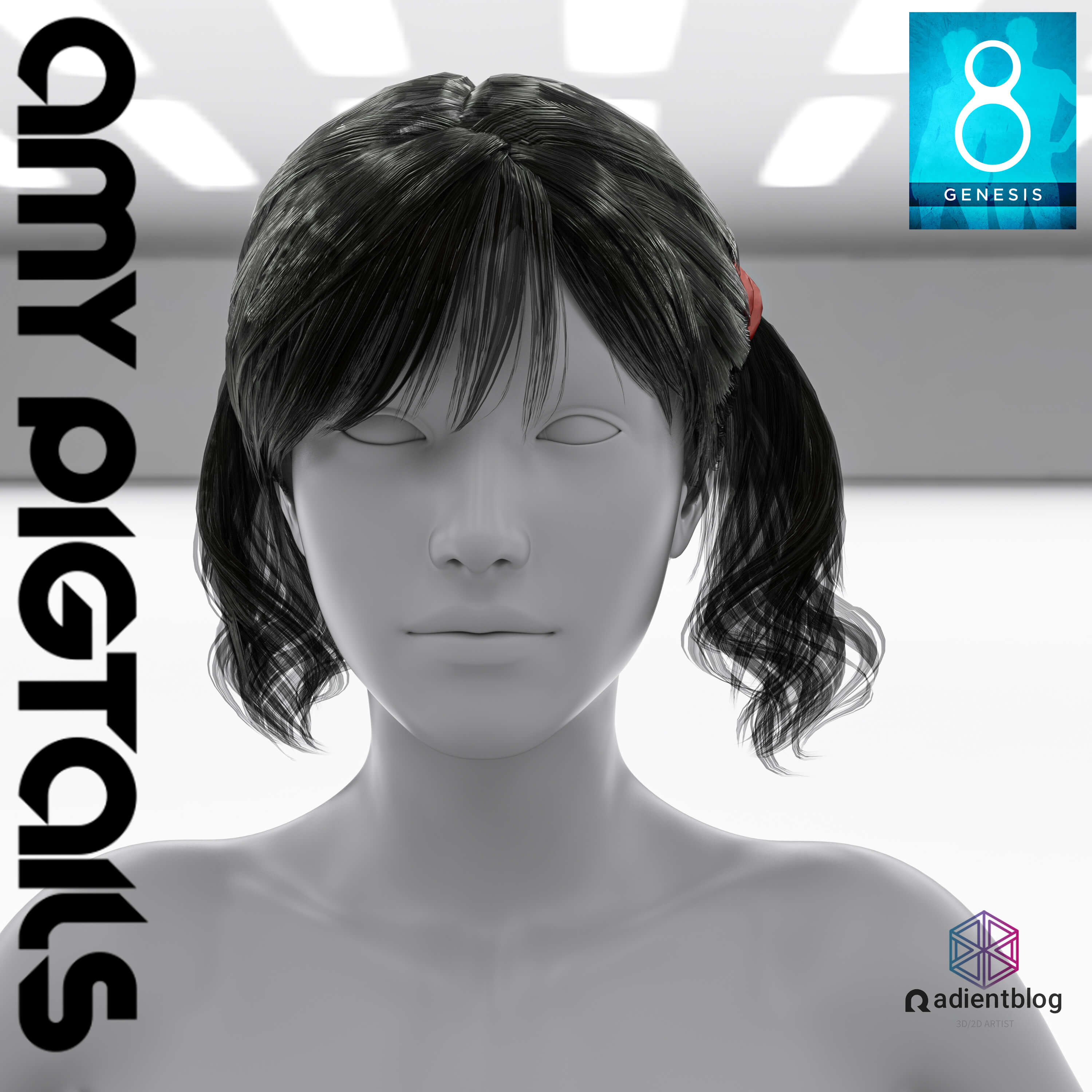 Amy Pigtails (Hair) for Genesis 8 Female - Daz Content by KuraiKya