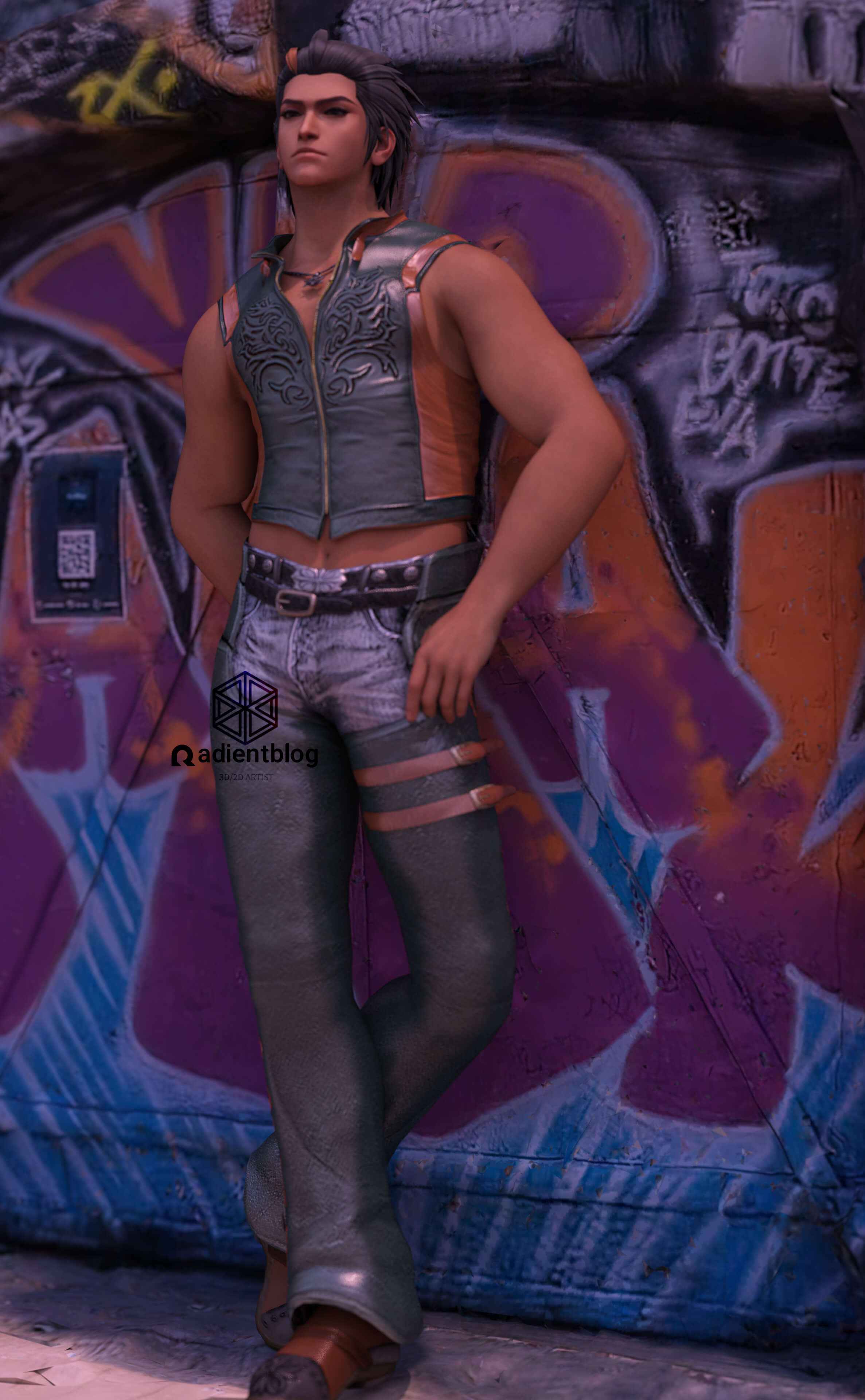Biker Rebel Outfit for Genesis 9 - Daz Content by KuraiKya