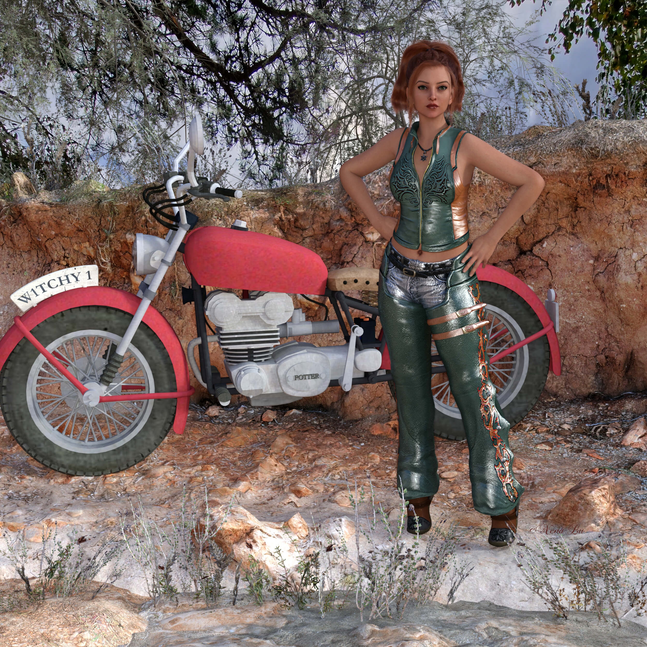 Biker Rebel Outfit for Genesis 9 - Daz Content by KuraiKya