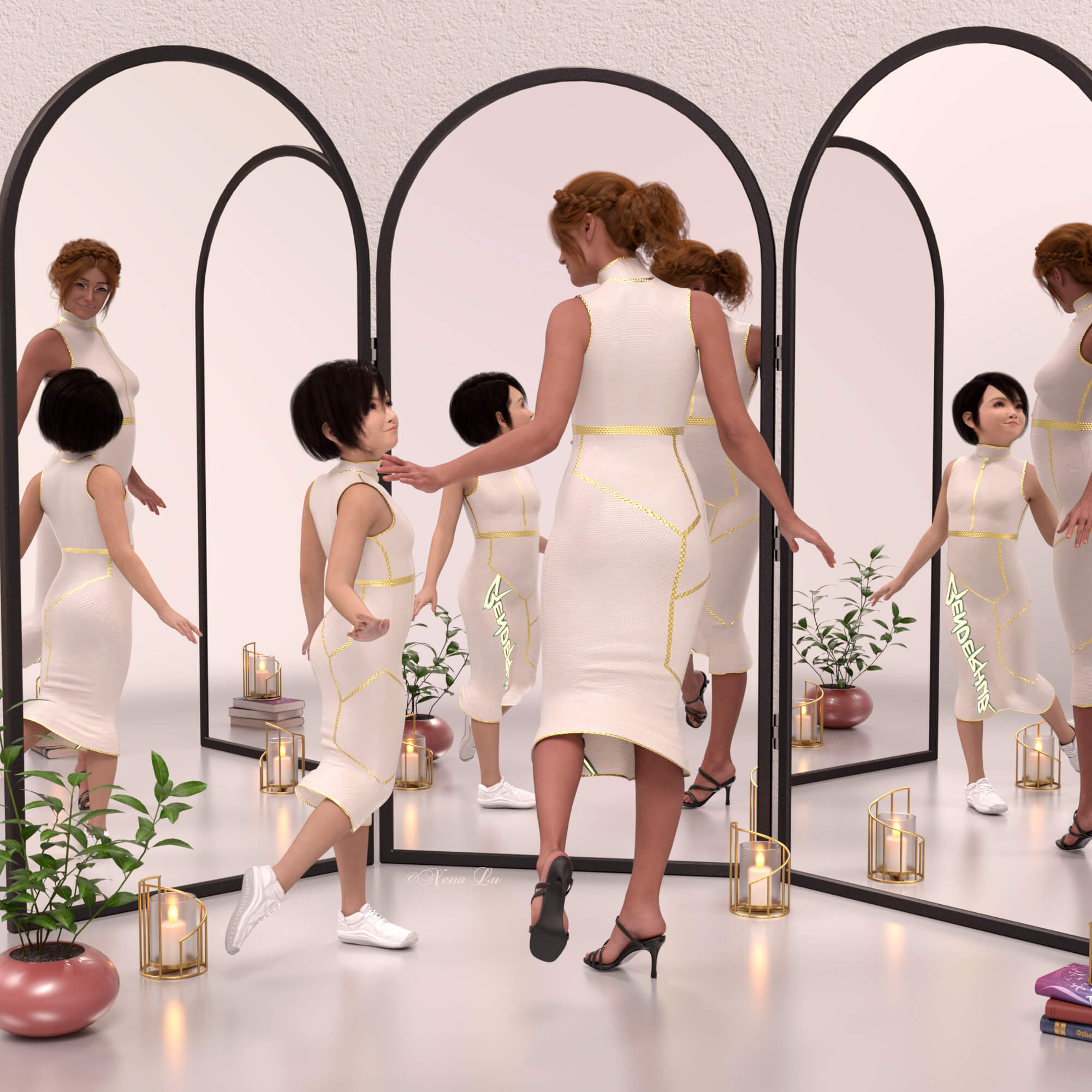 Cyberpunk Dress for Genesis 9 Freebie - Free Daz Content by KuraiKya