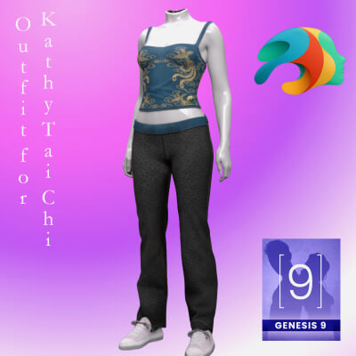 Kathy Tai Chi Outfit for Genesis 9 Addon - Daz Content by KuraiKya