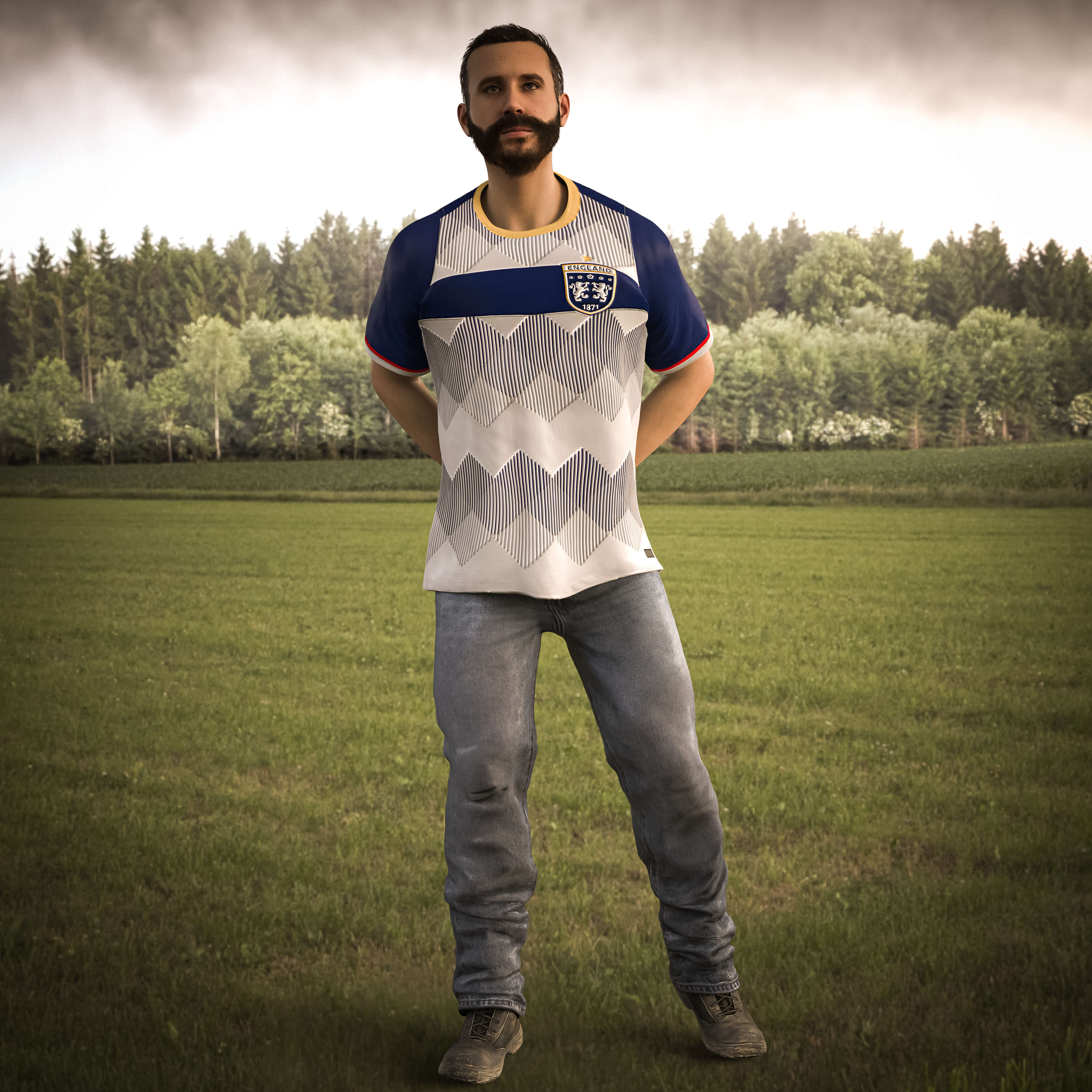 UK Football Fan Outfit for Genesis 9 - Daz Content by KuraiKya