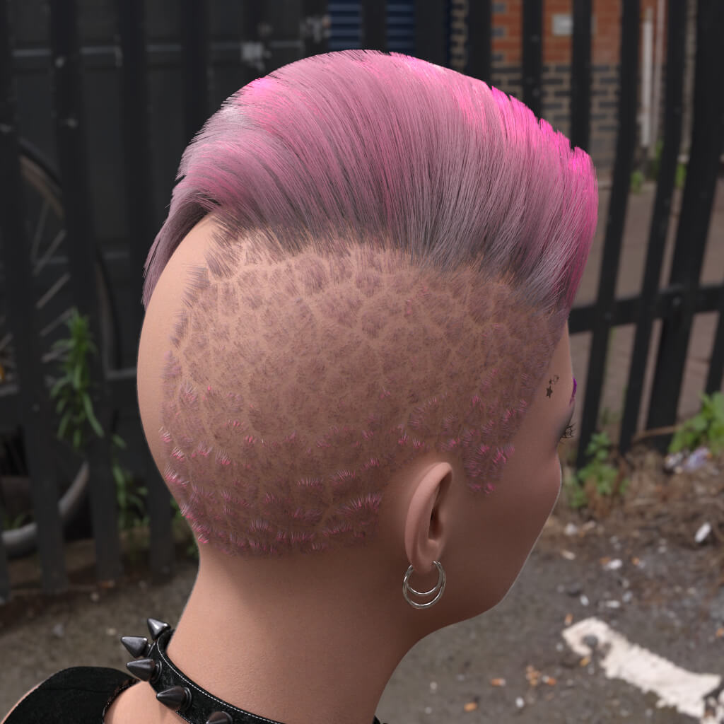 One-Sided Punk Hair for G8F Daz Content by kuz2021