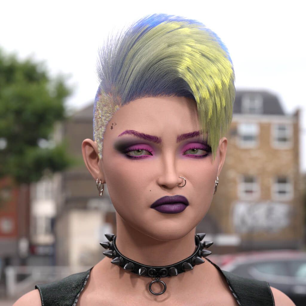 One-Sided Punk Hair for G8F Daz Content by kuz2021