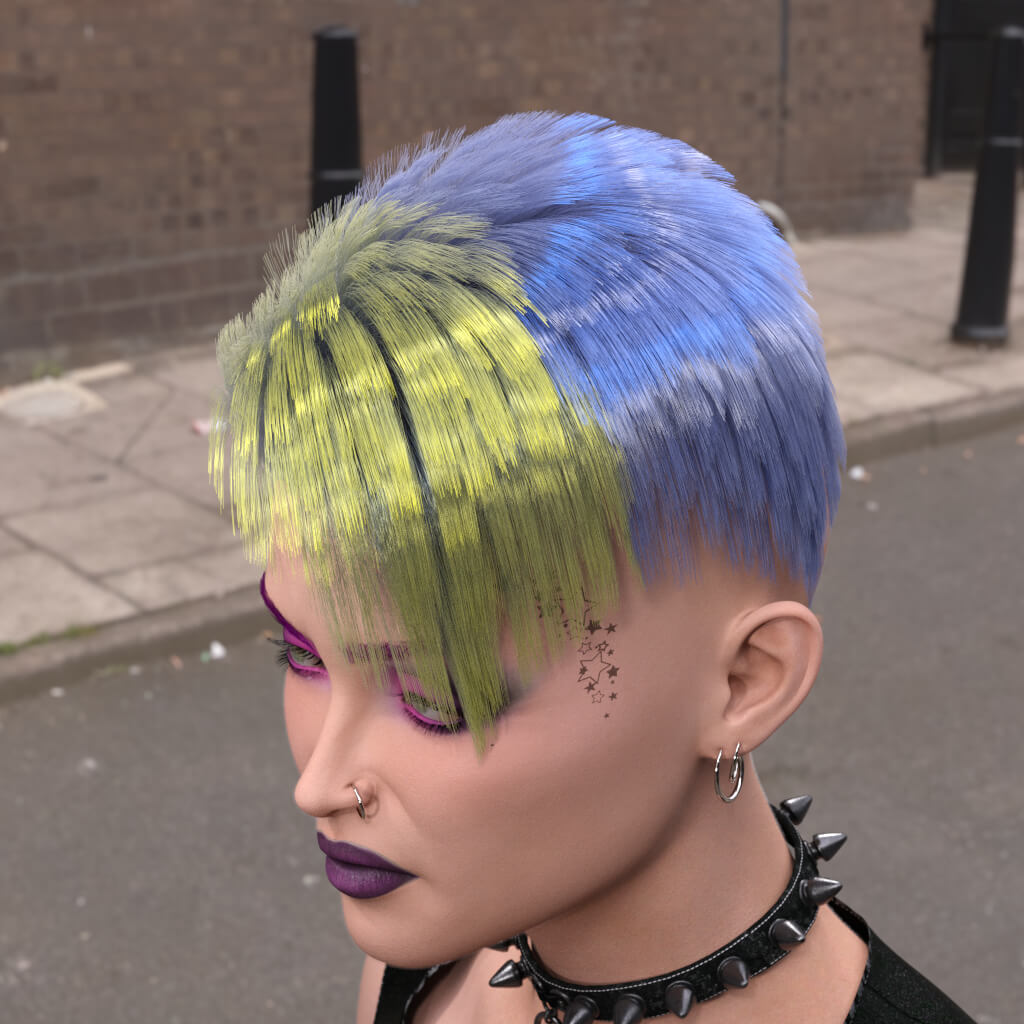 One-Sided Punk Hair for G8F Daz Content by kuz2021