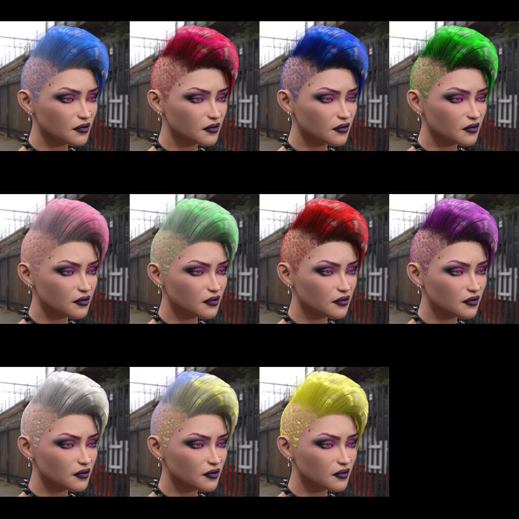 One-Sided Punk Hair for G8F Daz Content by kuz2021