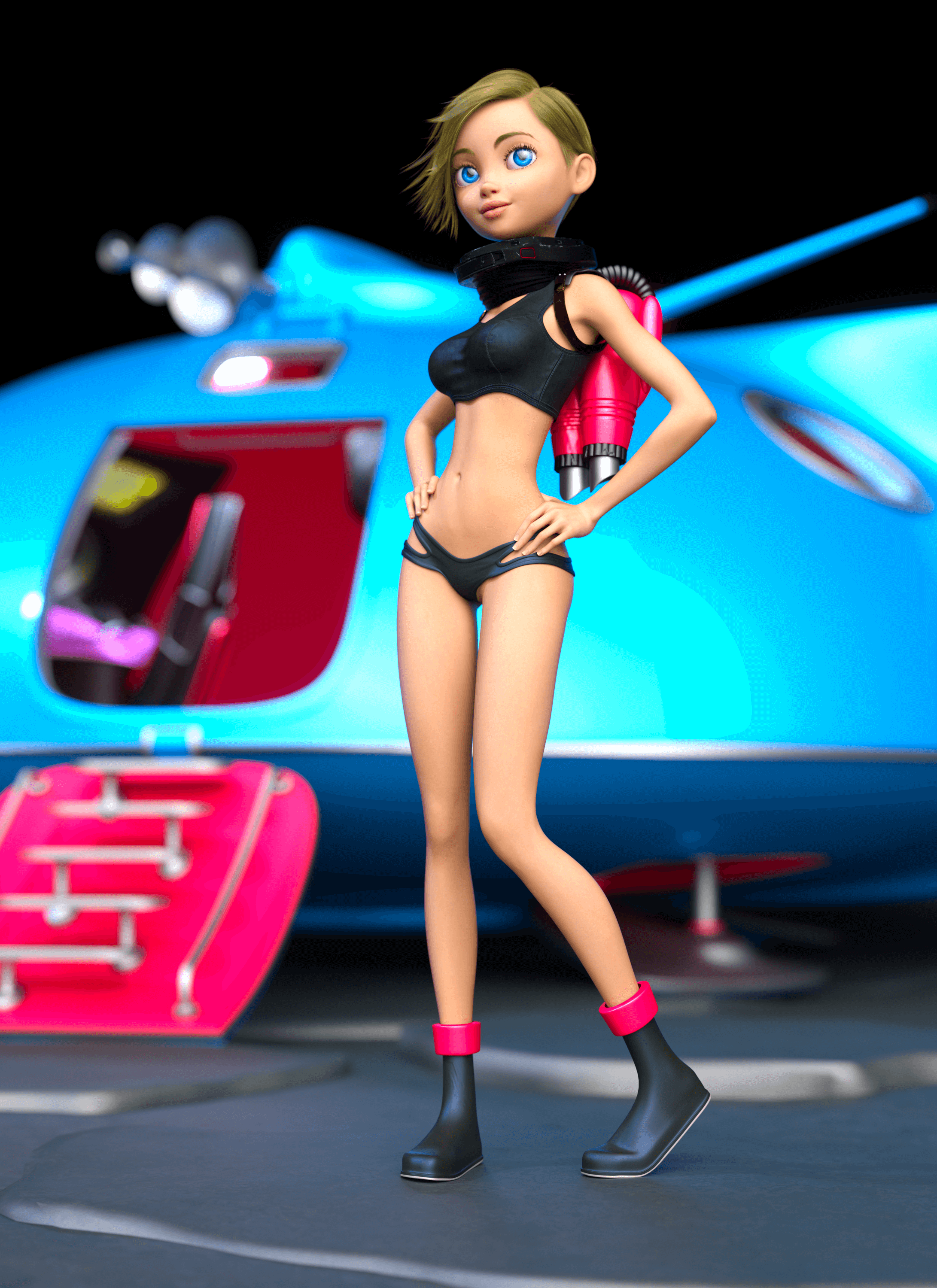 Toon Spacegirl 3D Render, Digital Art by l8eraljack