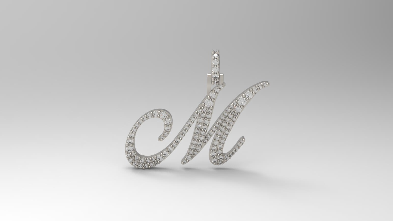 Initial Letter 'M' Pendant Necklace - 3D Model by Lady of the 3DRings