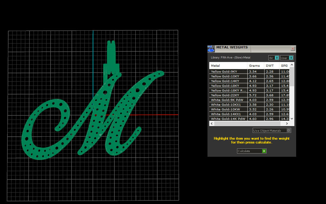 Initial Letter 'M' Pendant Necklace - 3D Model by Lady of the 3DRings