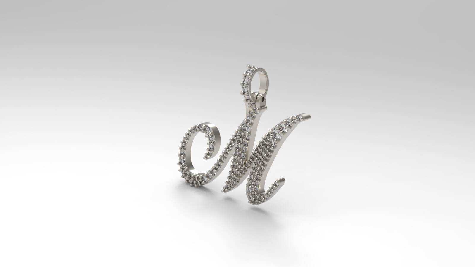 Initial Letter 'M' Pendant Necklace - 3D Model by Lady of the 3DRings