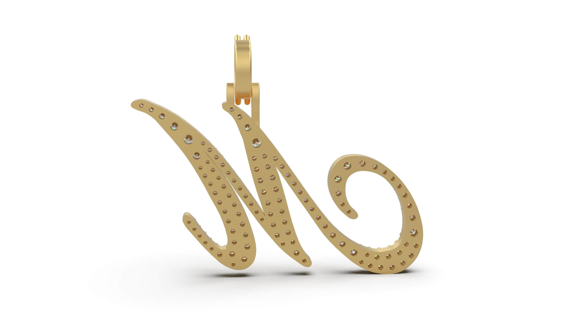 Initial Letter 'M' Pendant Necklace - 3D Model by Lady of the 3DRings