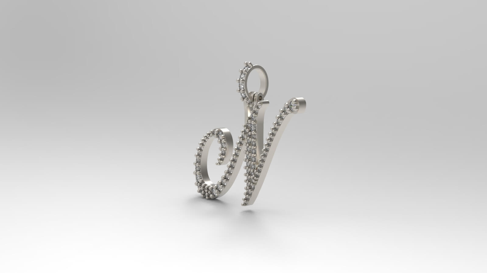 Initial Letter 'N' Pendant Necklace - 3D Print Model by Lady of the 3DRings