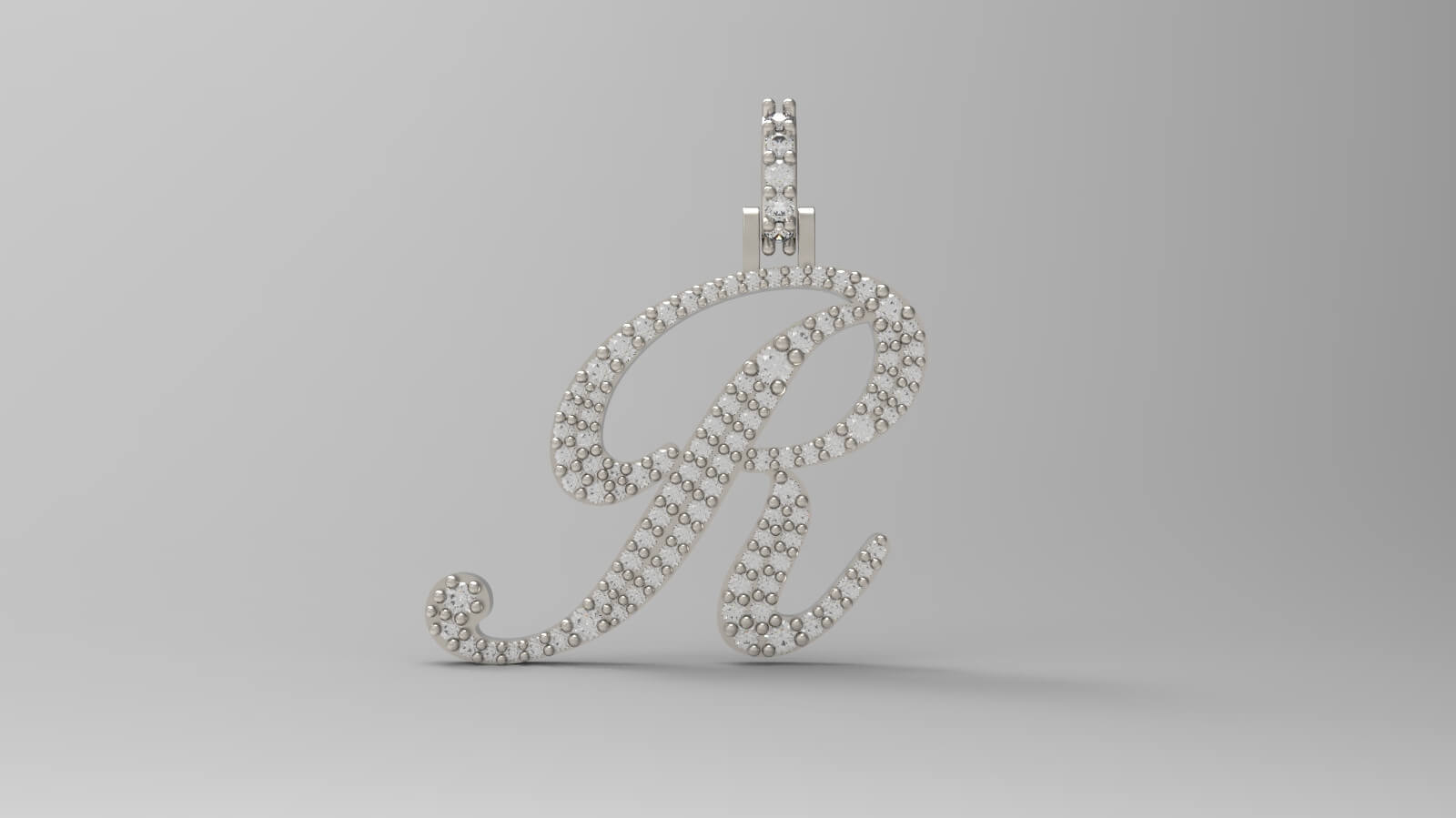 Initial Letter 'R' Pendant Necklace - 3D Model by Lady of the 3DRings