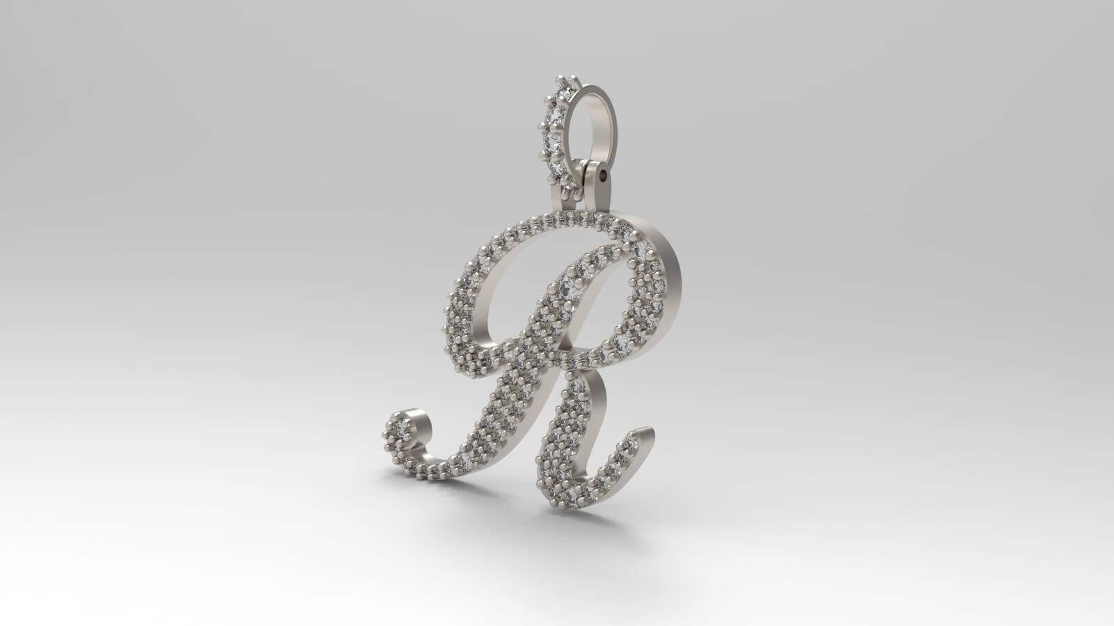 Initial Letter 'R' Pendant Necklace - 3D Model by Lady of the 3DRings