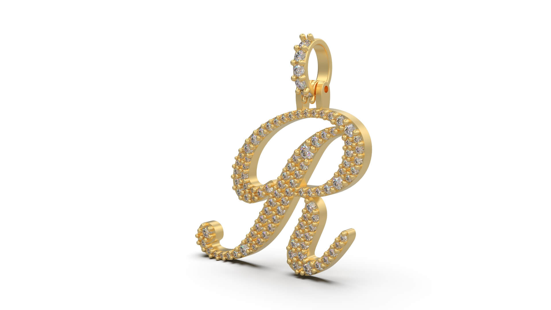 Initial Letter 'R' Pendant Necklace - 3D Model by Lady of the 3DRings
