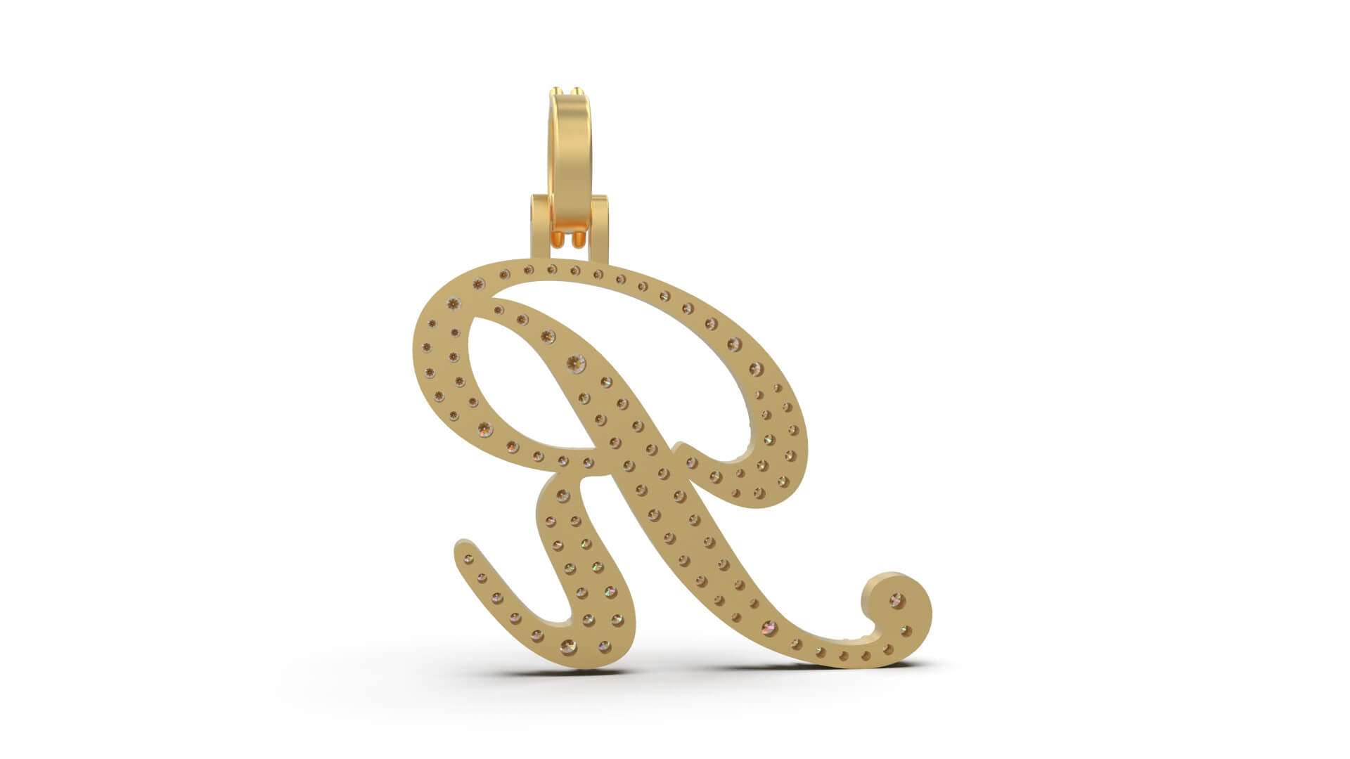 Initial Letter 'R' Pendant Necklace - 3D Model by Lady of the 3DRings