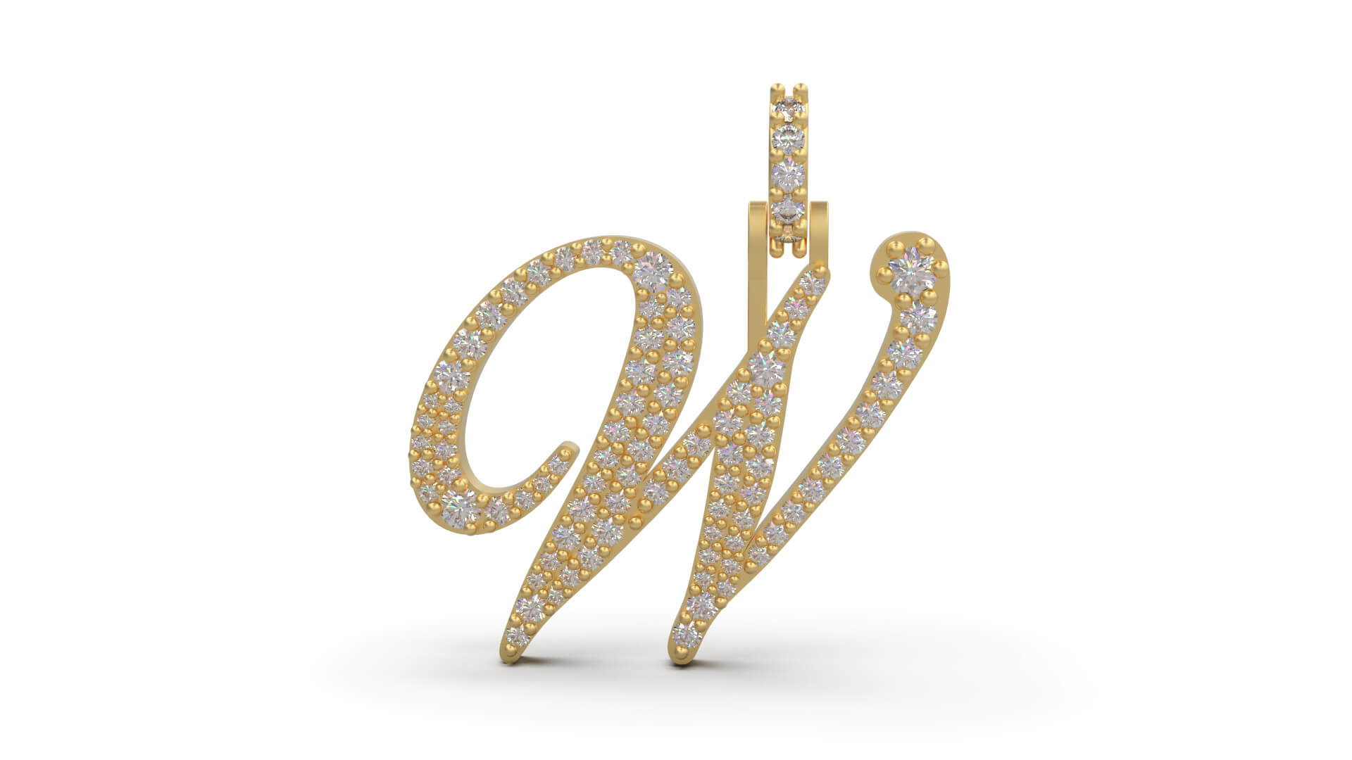 Initial Letter 'W' Pendant Necklace - 3D Print Model by Lady of the 3DRings