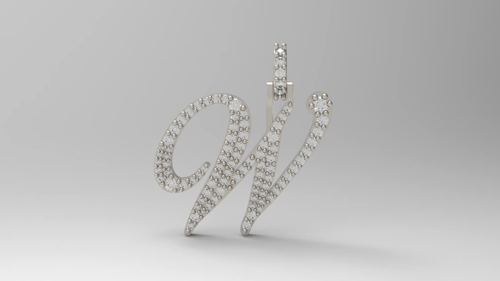 Initial Letter 'W' Pendant Necklace - 3D Print Model by Lady of the 3DRings