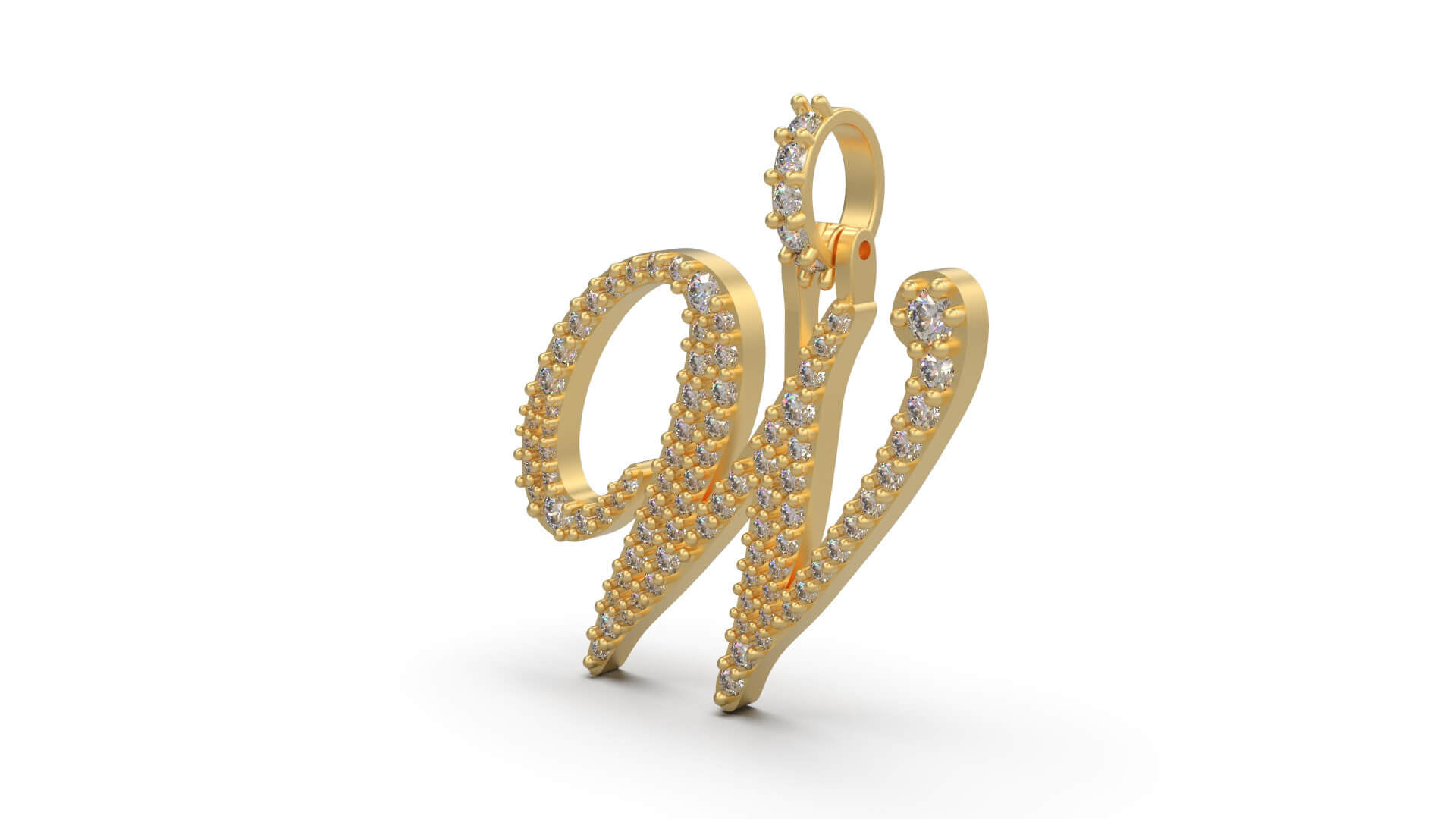 Initial Letter 'W' Pendant Necklace - 3D Print Model by Lady of the 3DRings