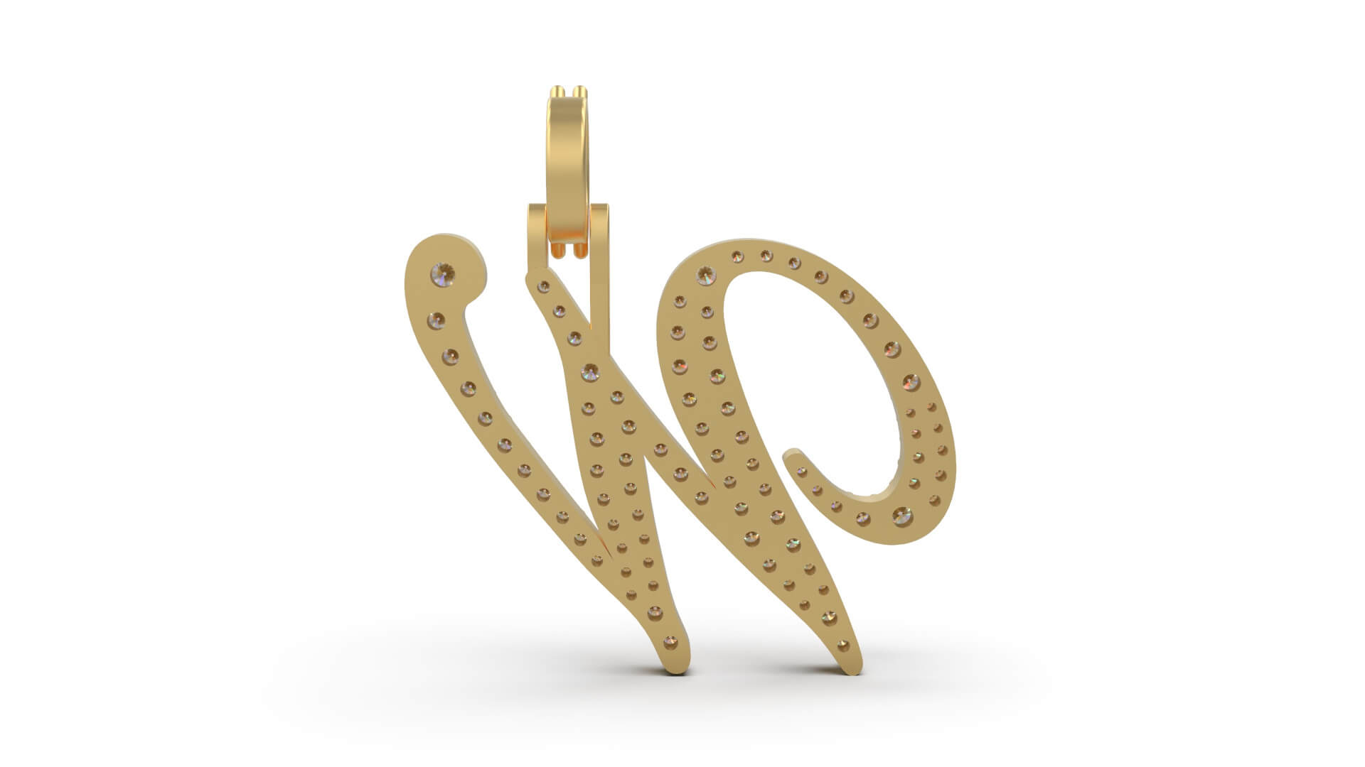 Initial Letter 'W' Pendant Necklace - 3D Print Model by Lady of the 3DRings