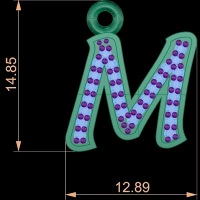 Alphabet Letter M Pendant - 3D Model by Lady of the 3DRings