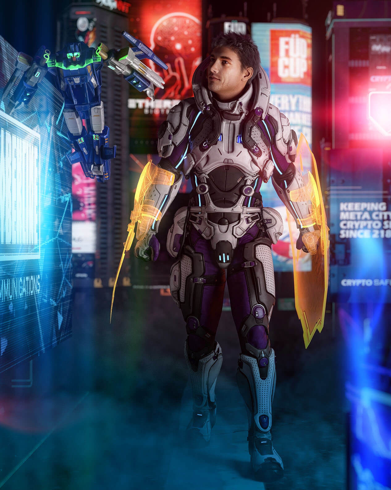 Cyber City 3D Render, Digital Art by lagingpayat
